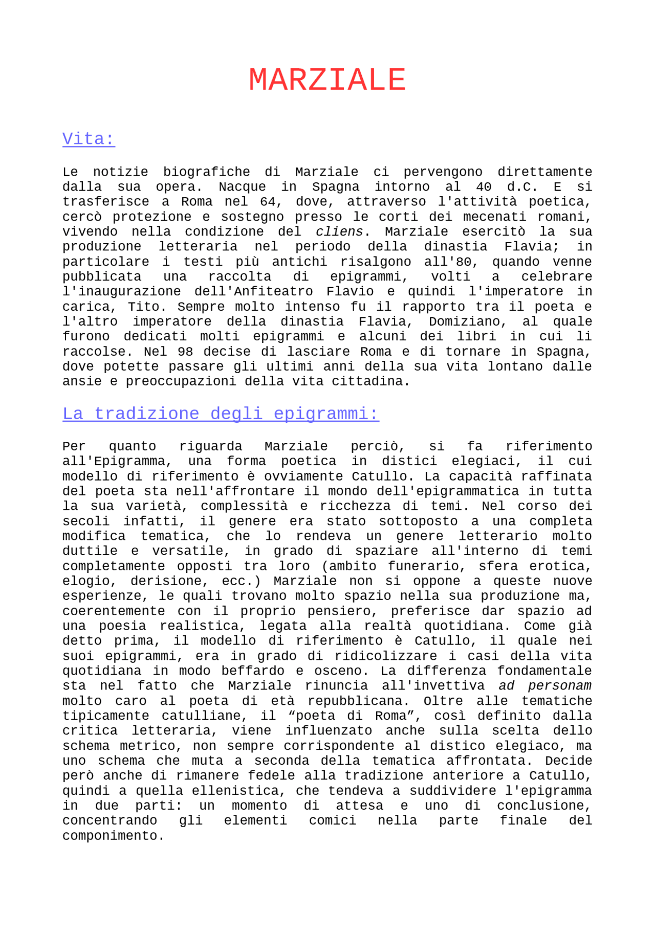 Appunti Su Marziale Docsity