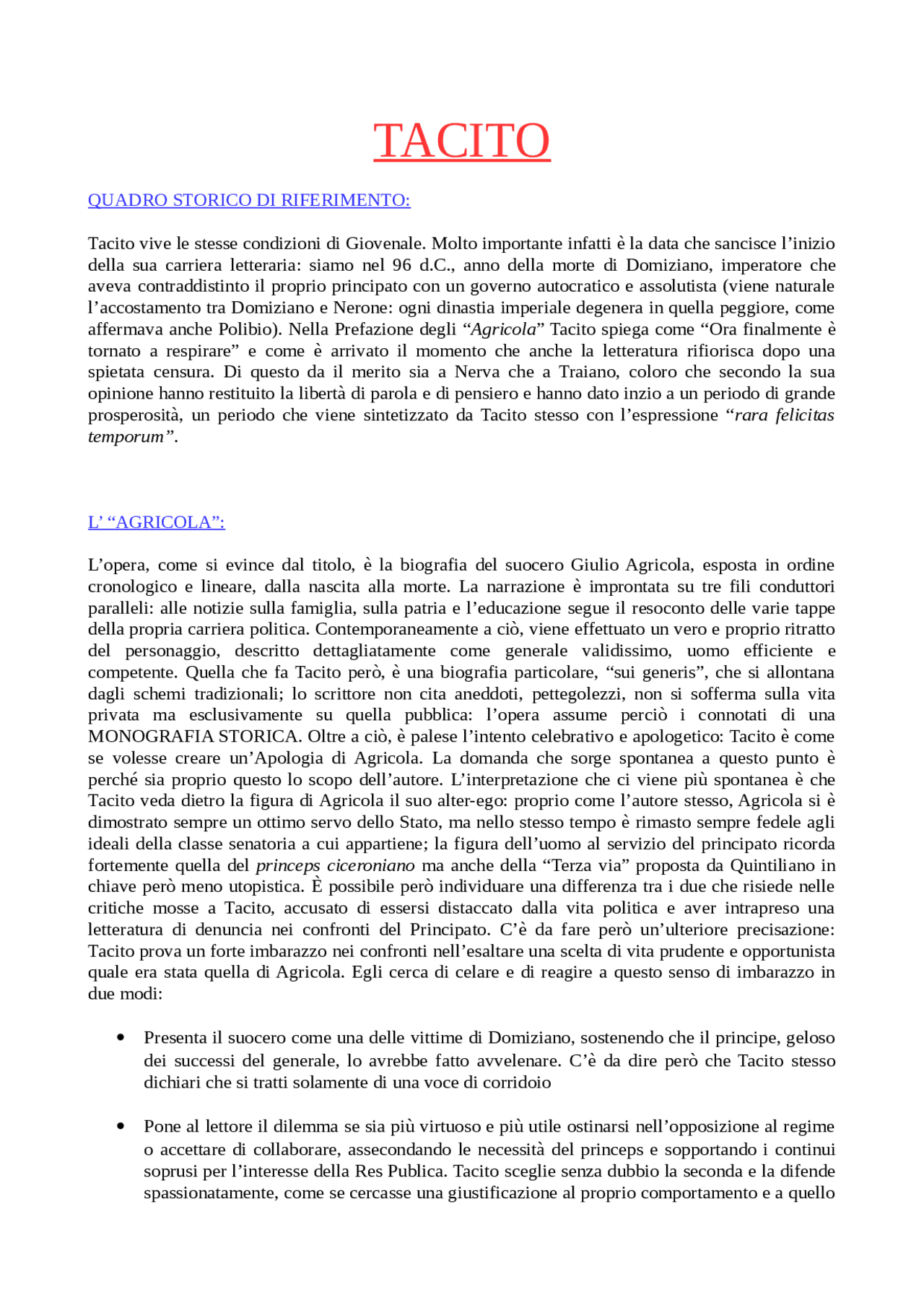 Appunti Su Tacito Docsity