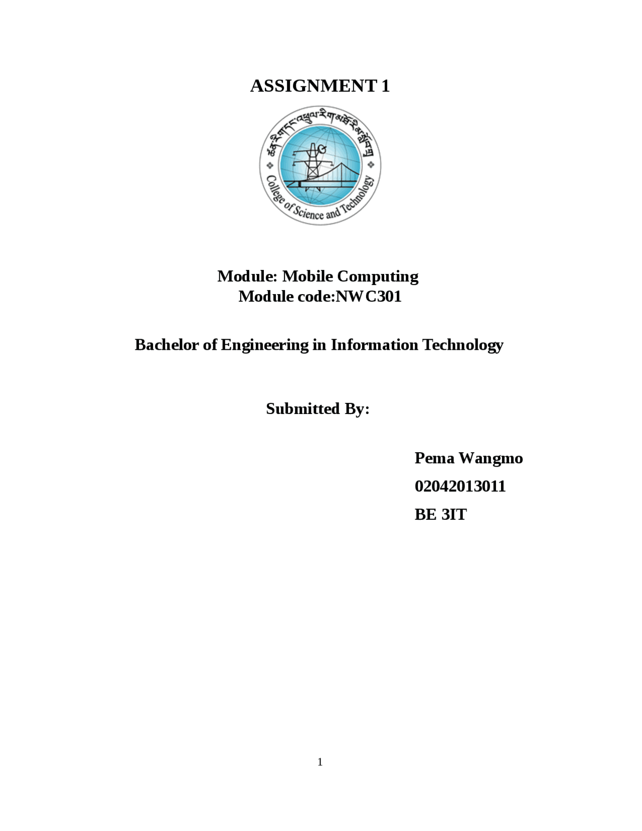 Mc assignment | Study Guides, Projects, Research Mobile Computing | Docsity