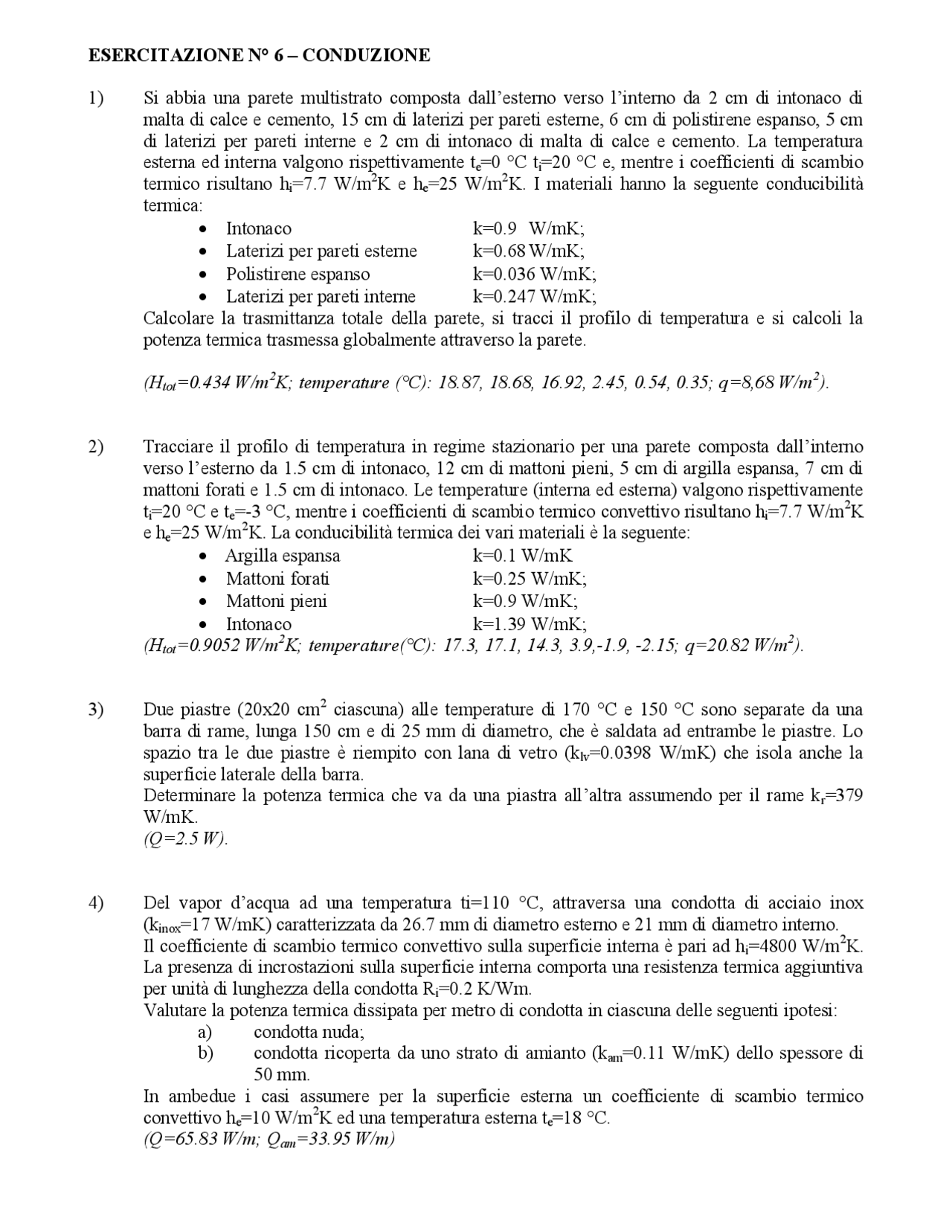 Esercitazione fisica tecnica - conduzione | Esercizi di Fisica Tecnica ...
