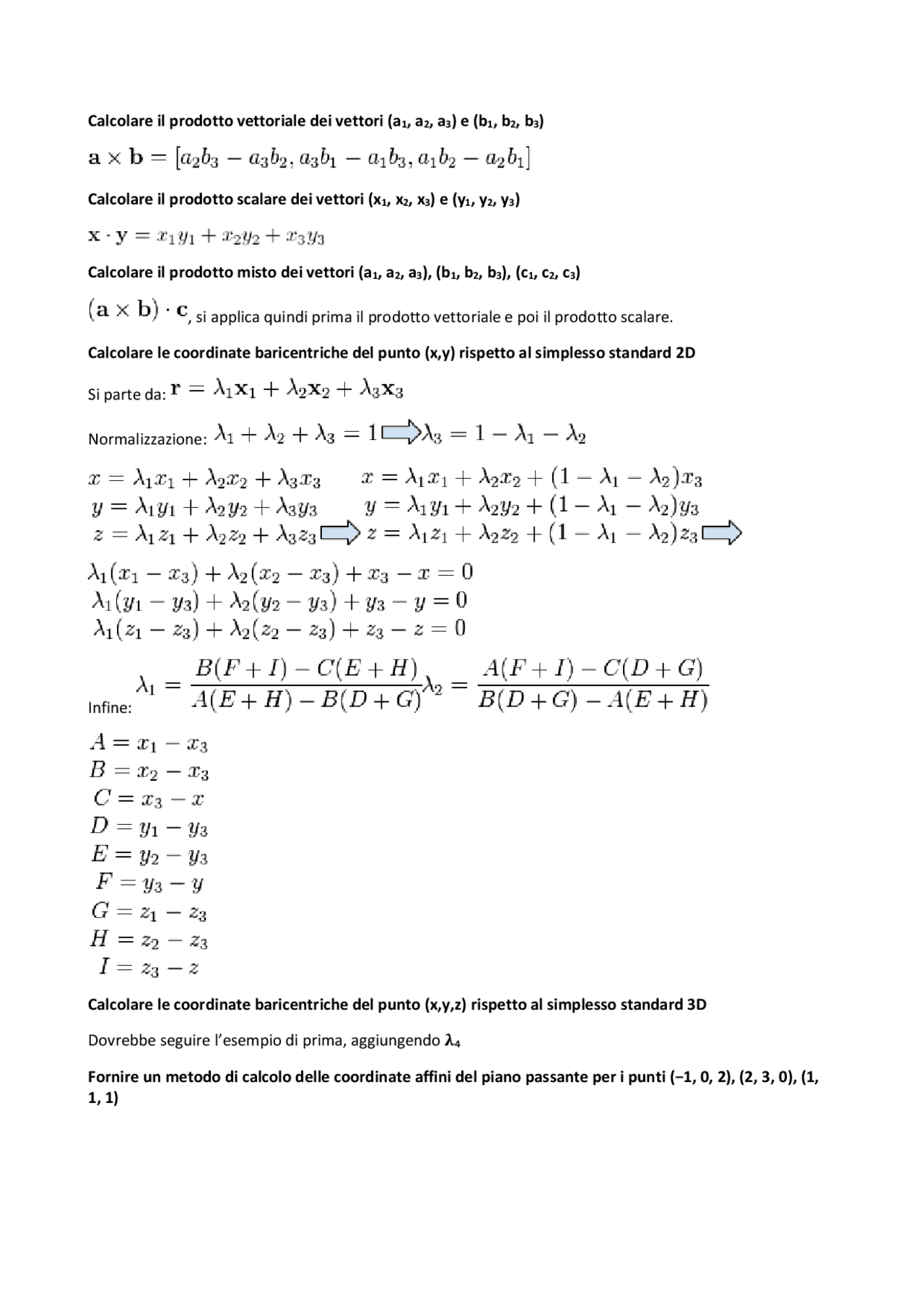 Domande 1° esonero Grafica Computazionale Paoluzzi - Docsity