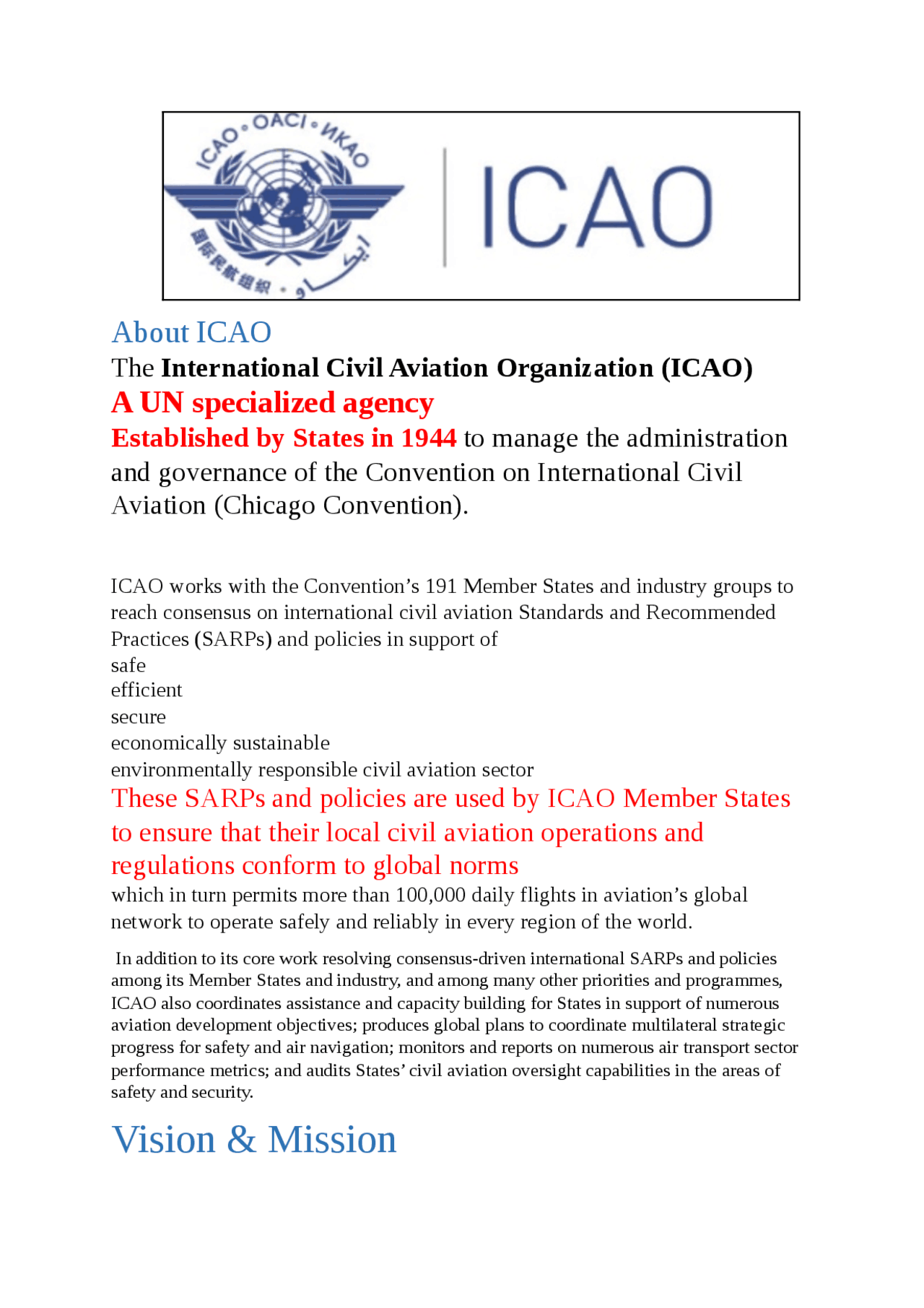 About icao - Docsity