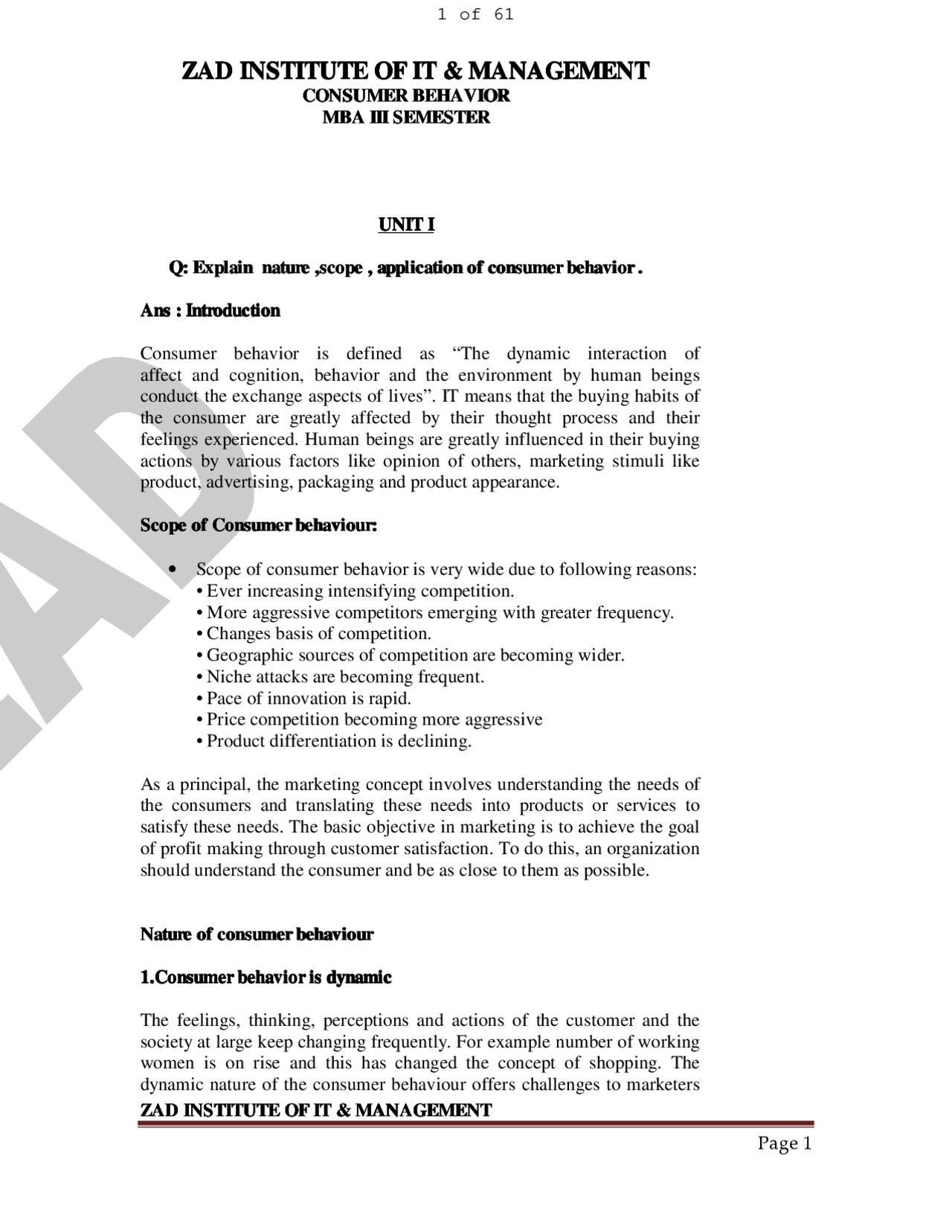 Consumer Behaviour 1 Docsity