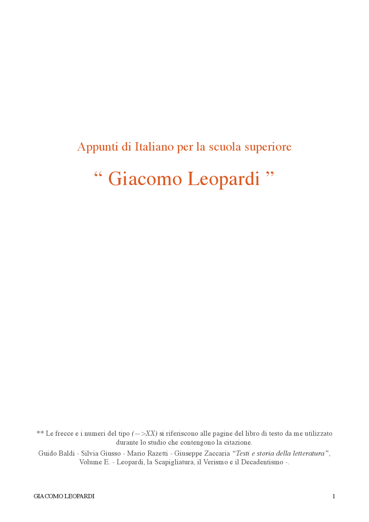 Giacomo Leopardi Docsity