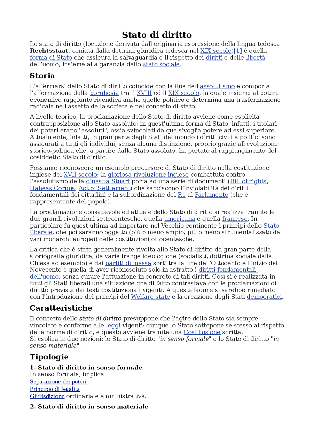 Stato di diritto - Docsity