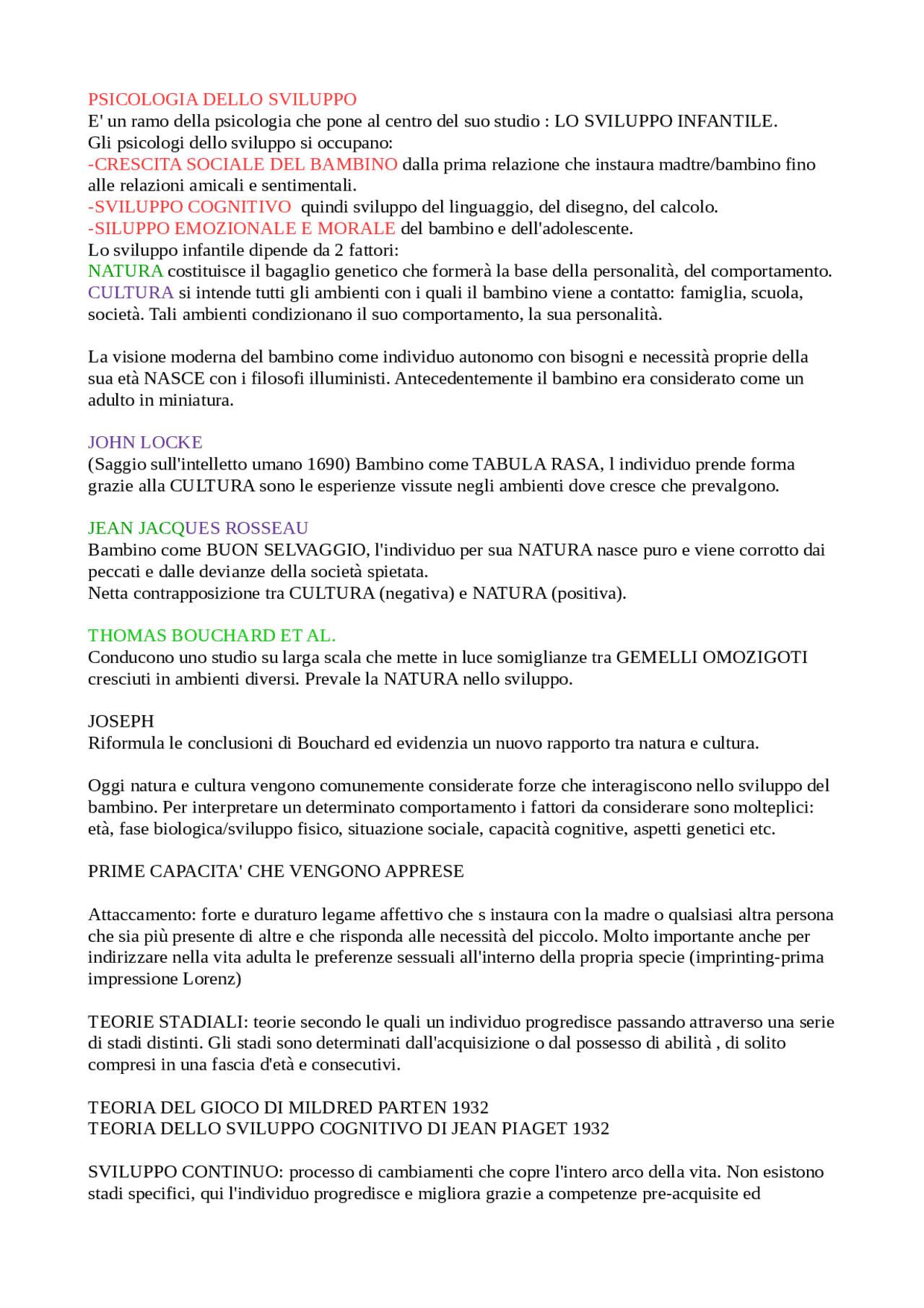 Psicologia Dello Sviluppo Riassunti Docsity