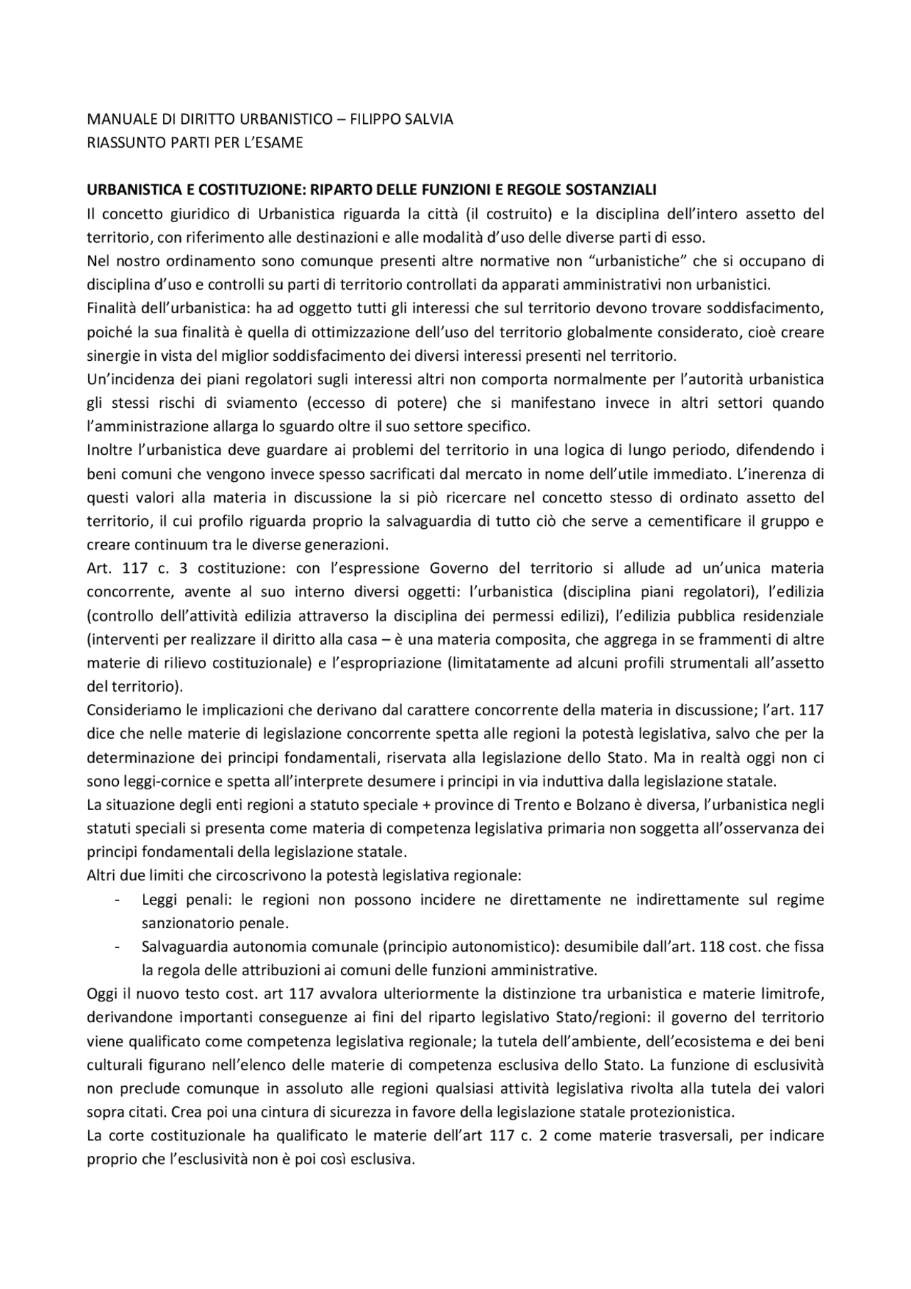Manuale Di Diritto Urbanistico Filippo Salvia Docsity