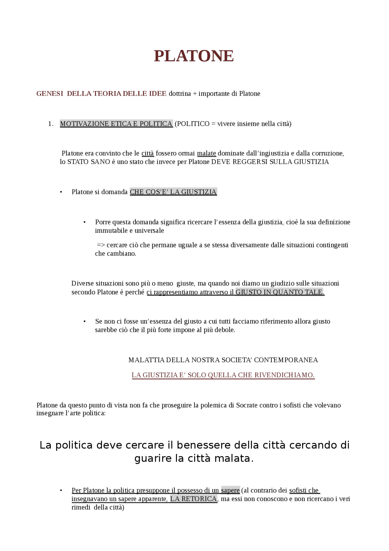 Appunti Su Platone Docsity