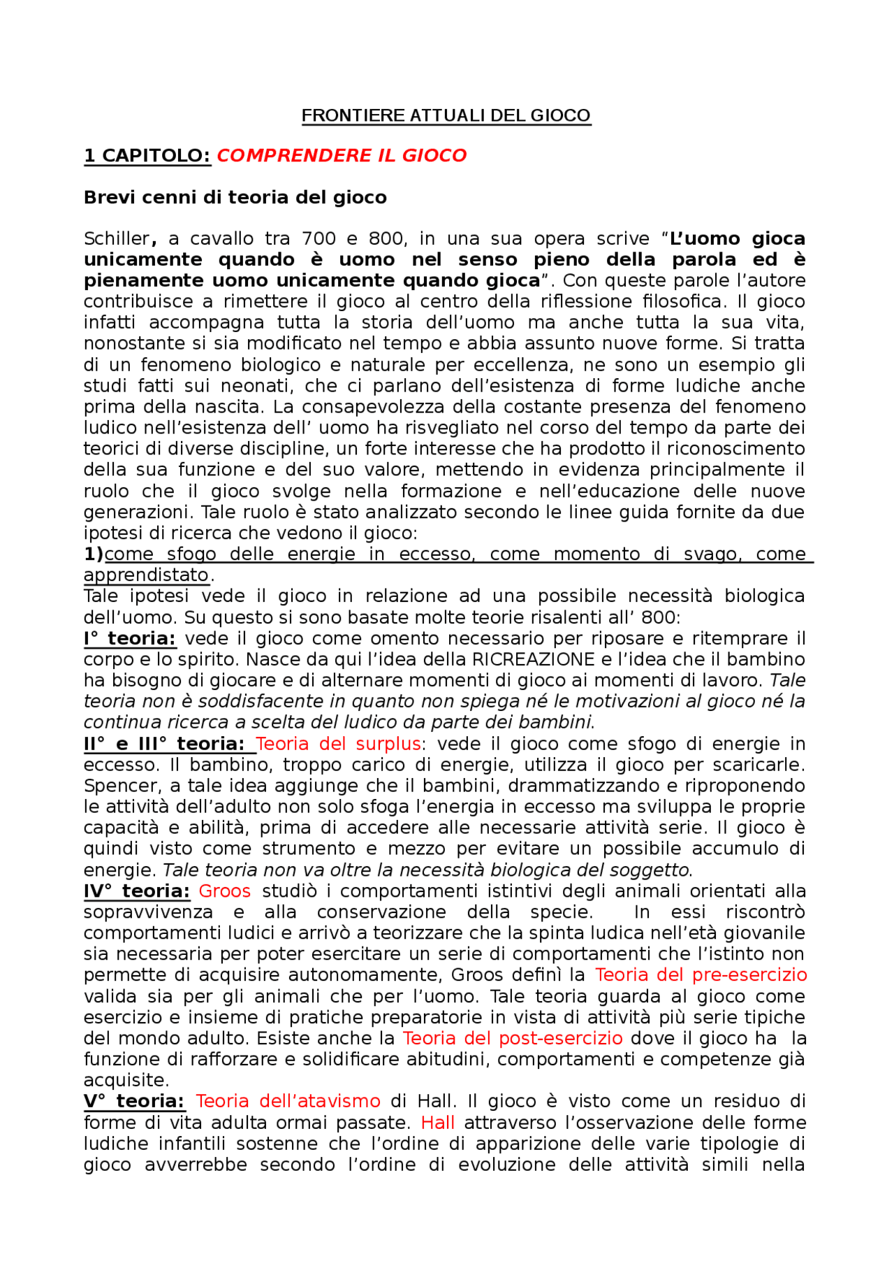 Riassunto Frontiere Attuali Del Gioco Docsity