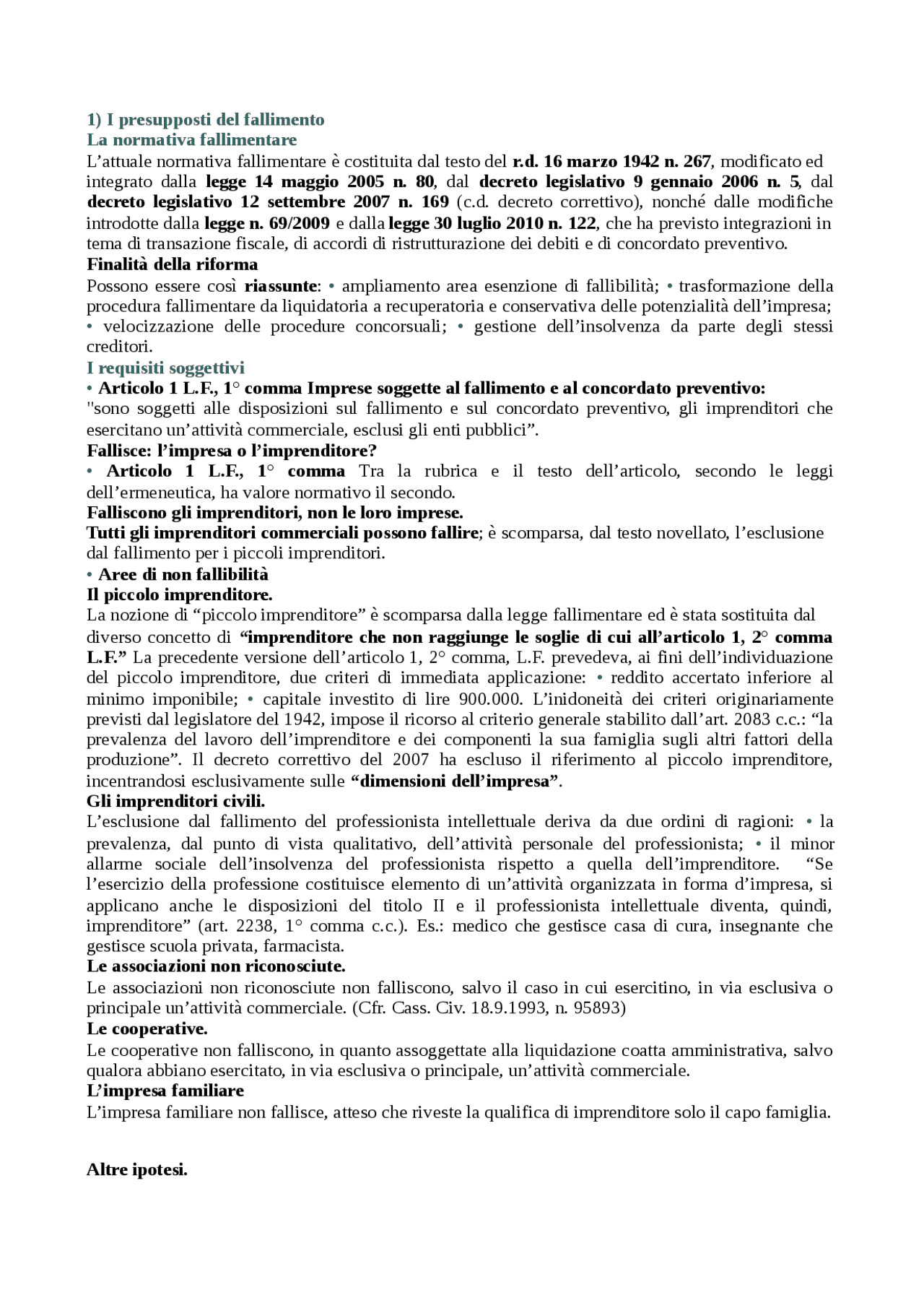 Diritto Fallimentare Docsity