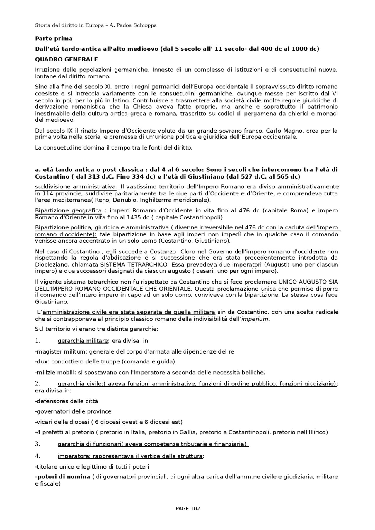 Riassunto Completo Padoa Schioppa Docsity