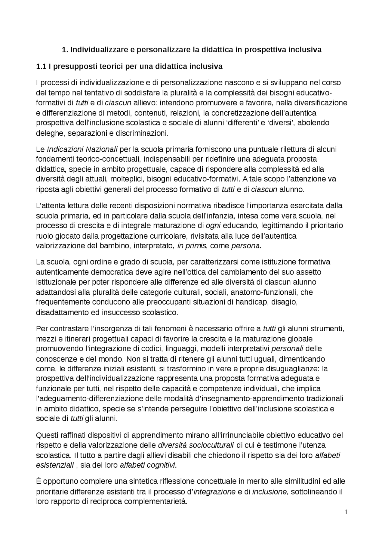 Inclusione E Diversità Di Gaspari E Sandri Riassunto Docsity