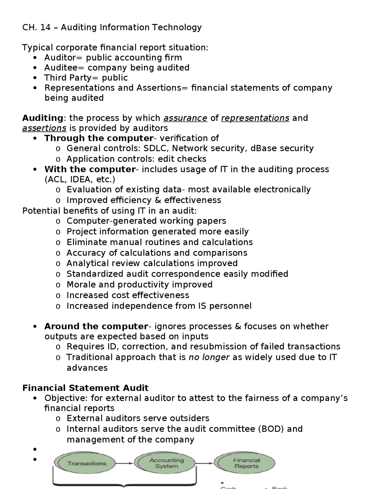 Auditing Information Technology Lecture Notes Acct 3122 Docsity