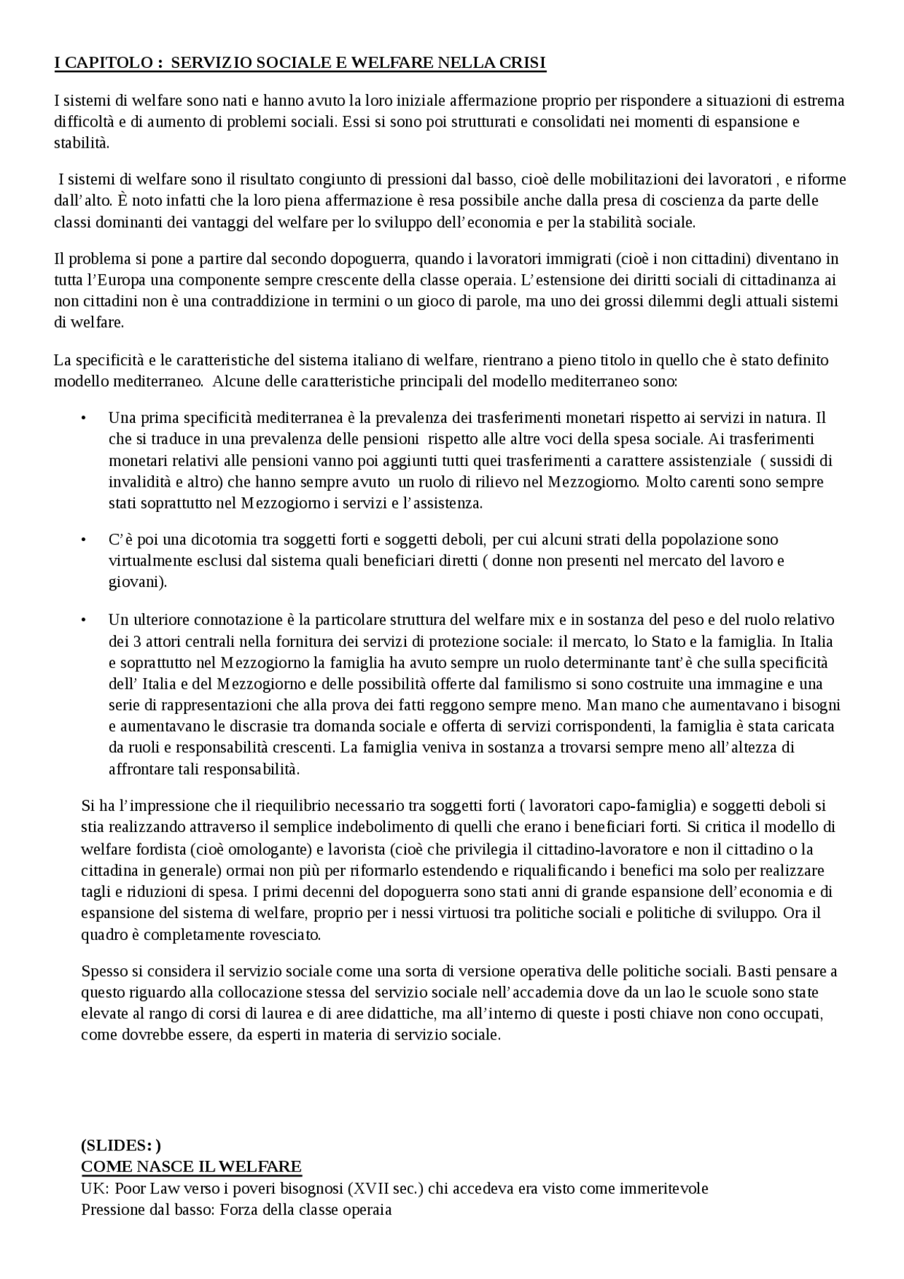 Servizio Sociale E Crisi Del Welfare Docsity