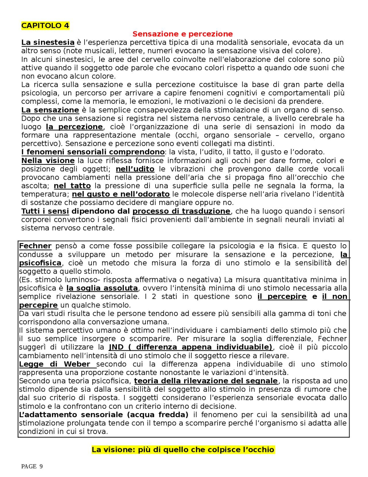 Riassunto Capitoli Psicologia Generale Zanichelli Editore Docsity