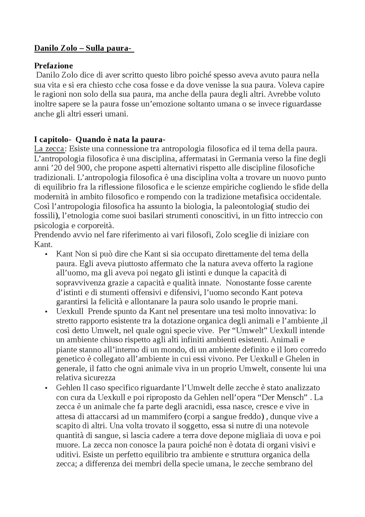 Riassunto Danilo Zolo Sulla Paura Docsity