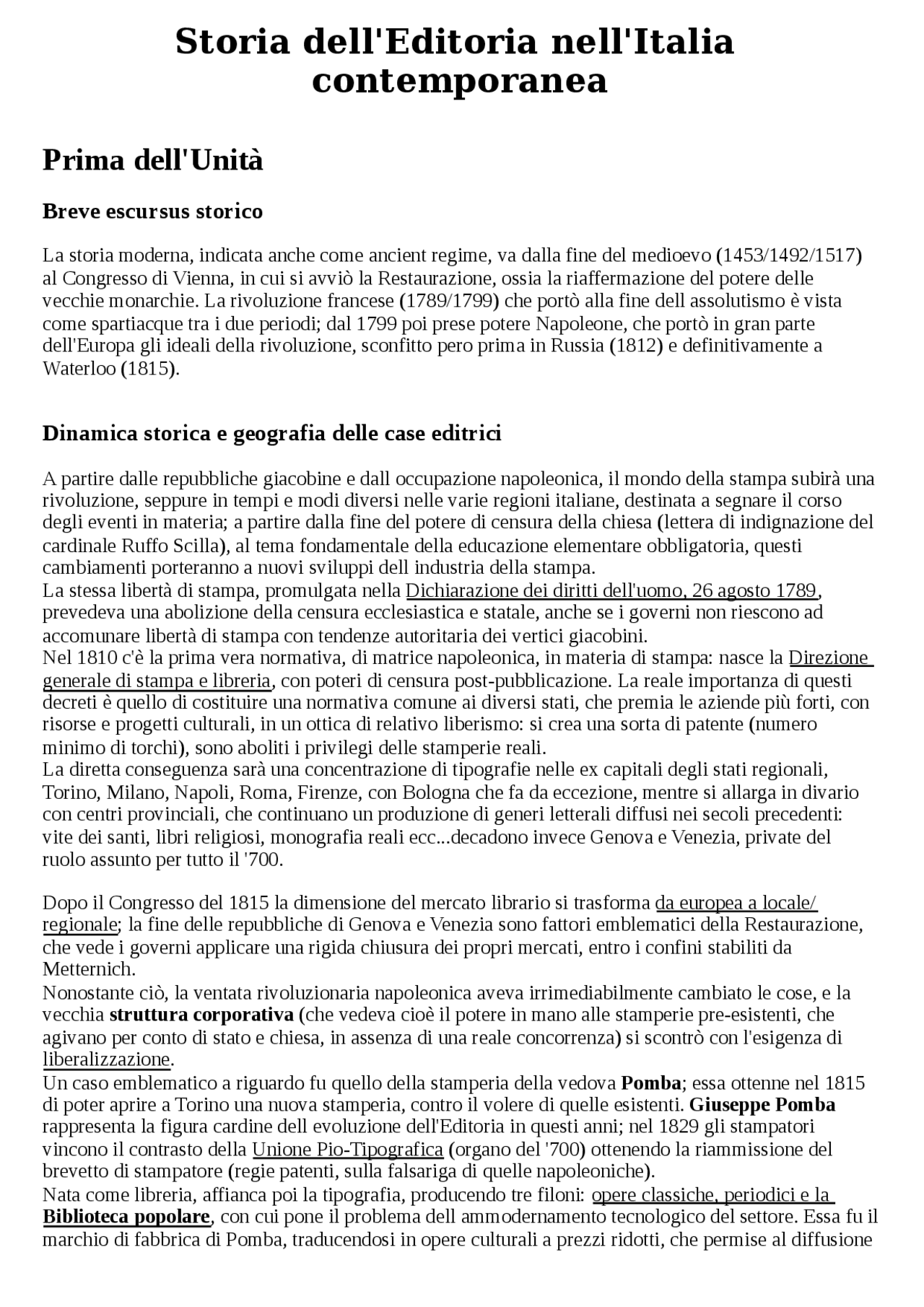 Riassunto Libro Storia Delleditoria 1 Docsity