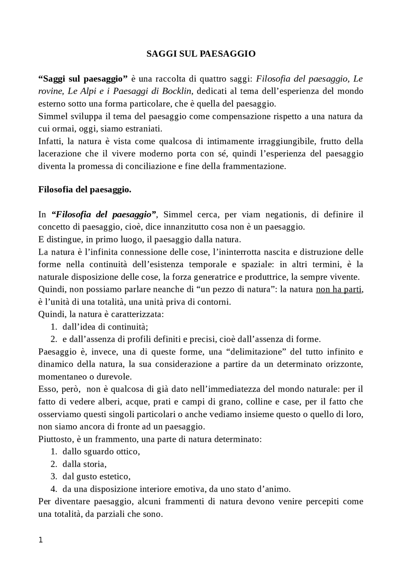 Saggi Sul Paesaggio Docsity