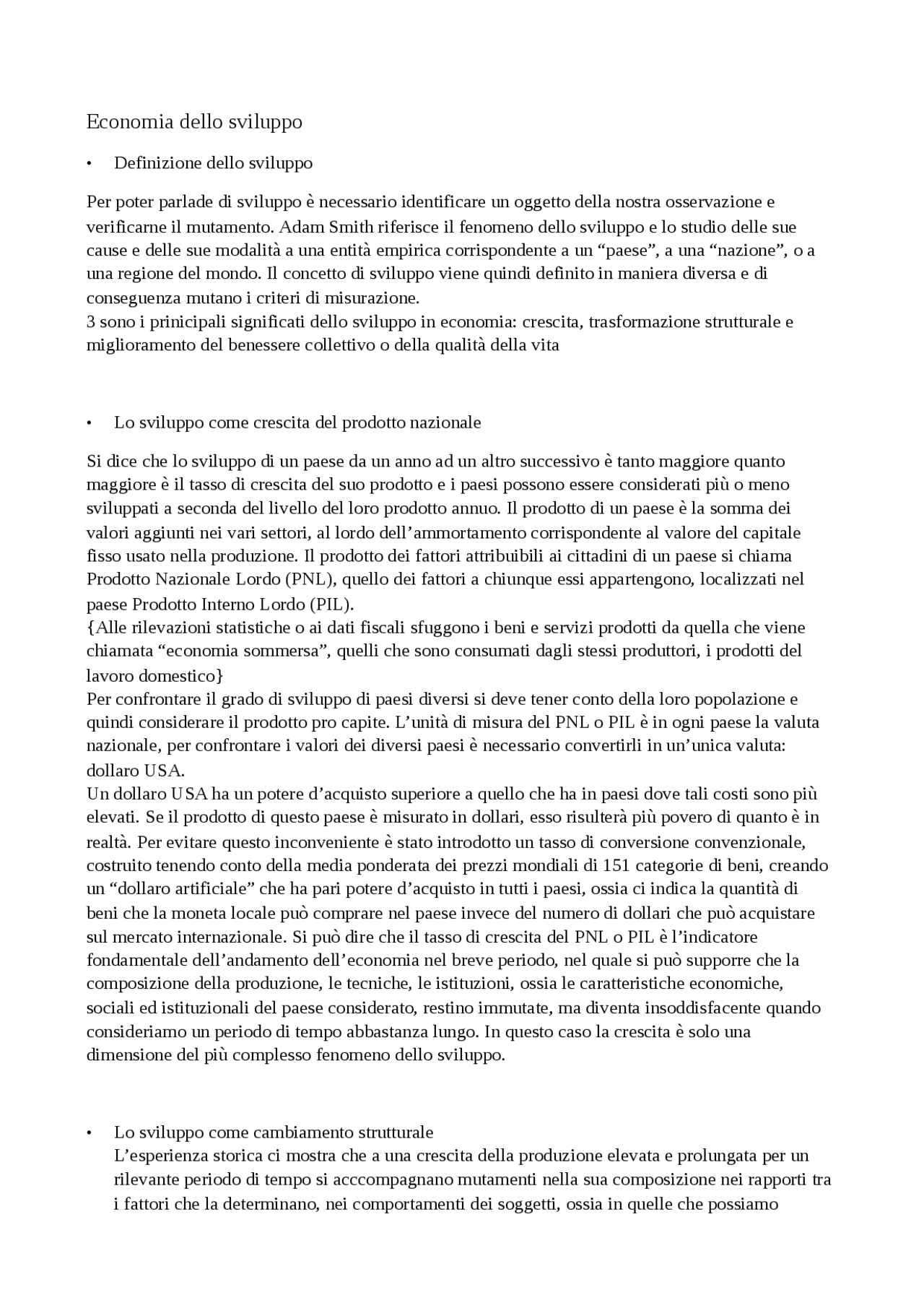 Economia Dello Sviluppo Sapienza Docsity
