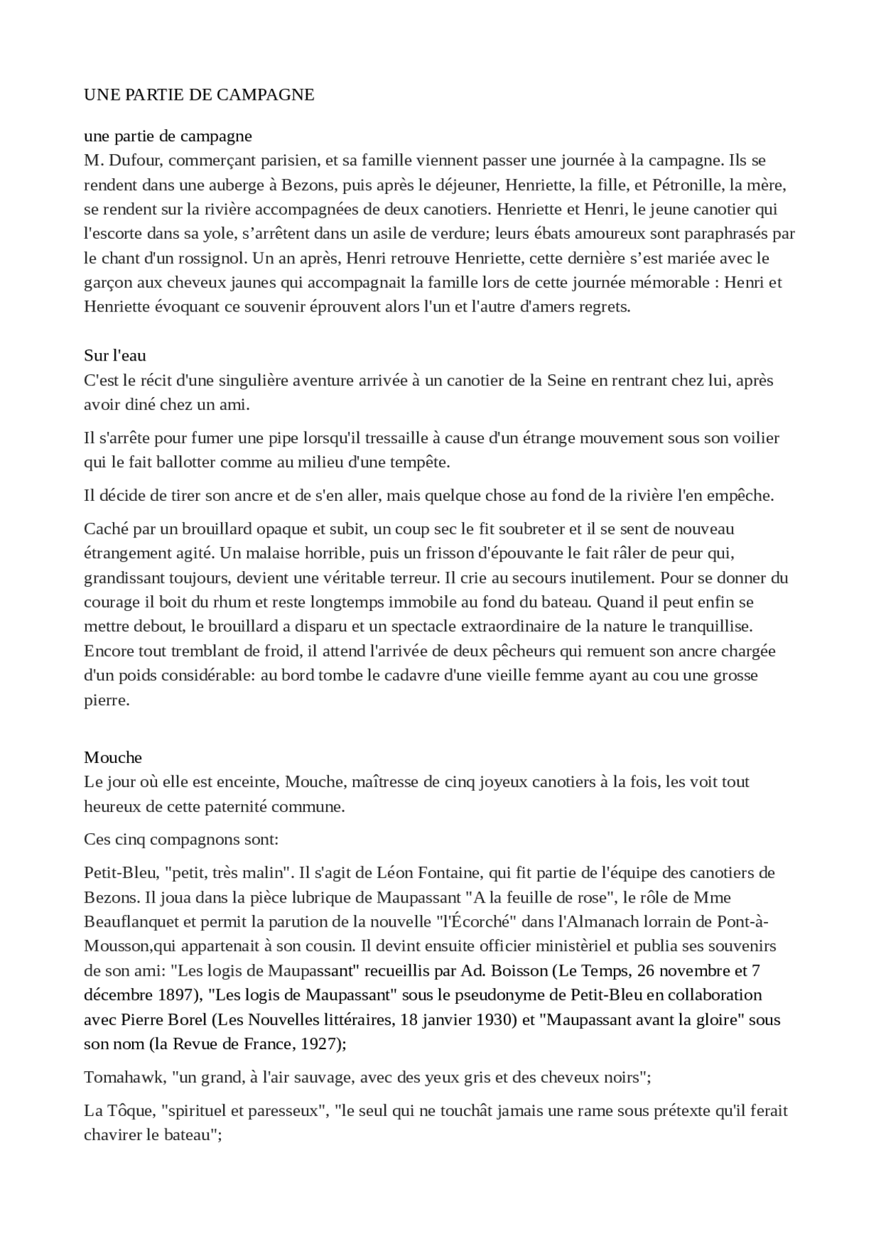Une Partie De Campagne Docsity