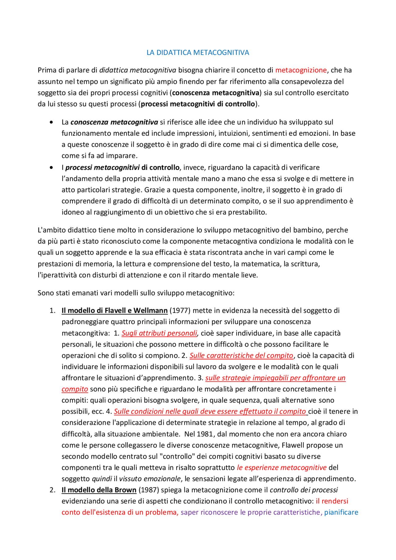 6la Didattica Metacognitiva Docsity