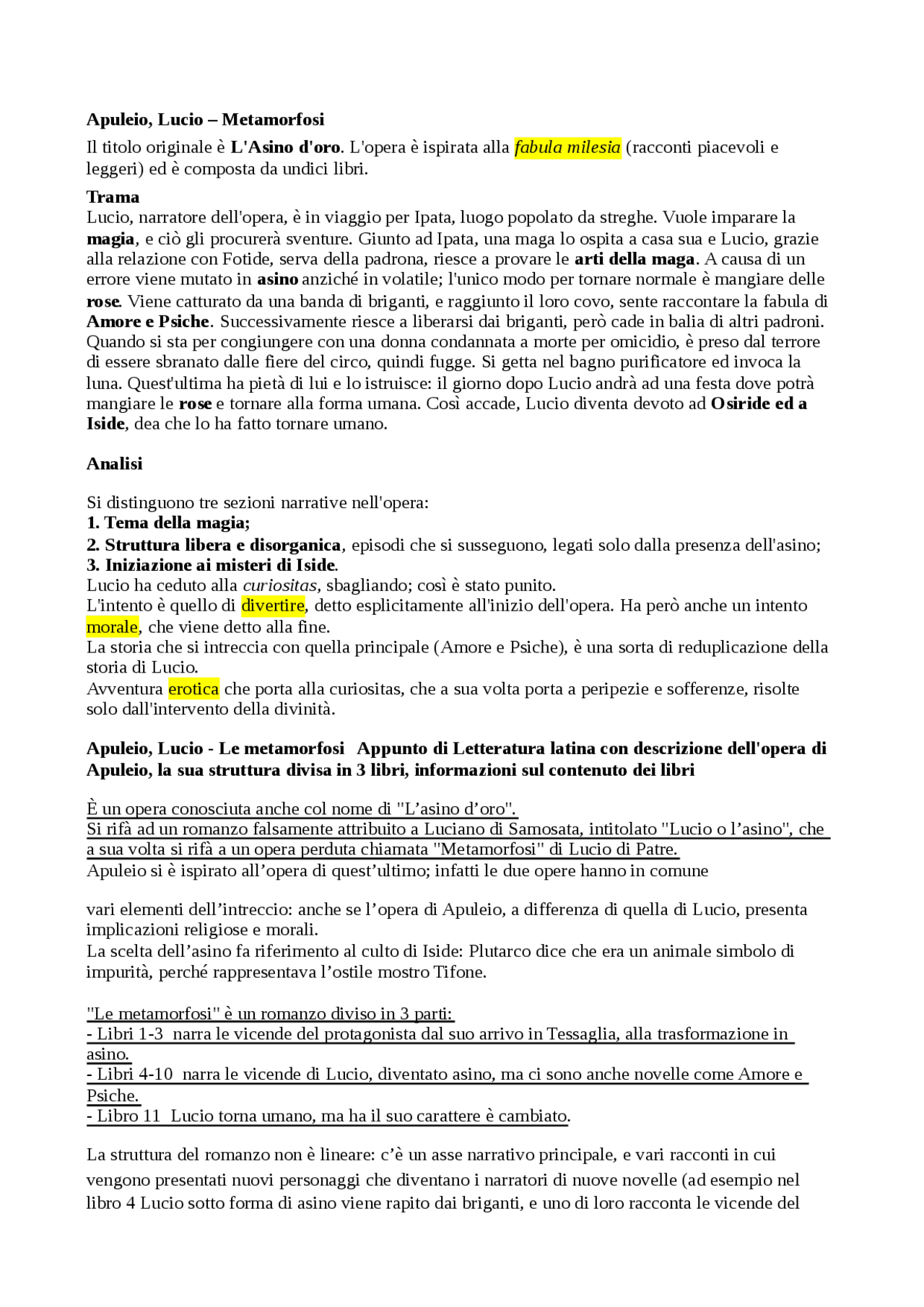 Appunti Latino Apuleio Appunti Di Latino Docsity