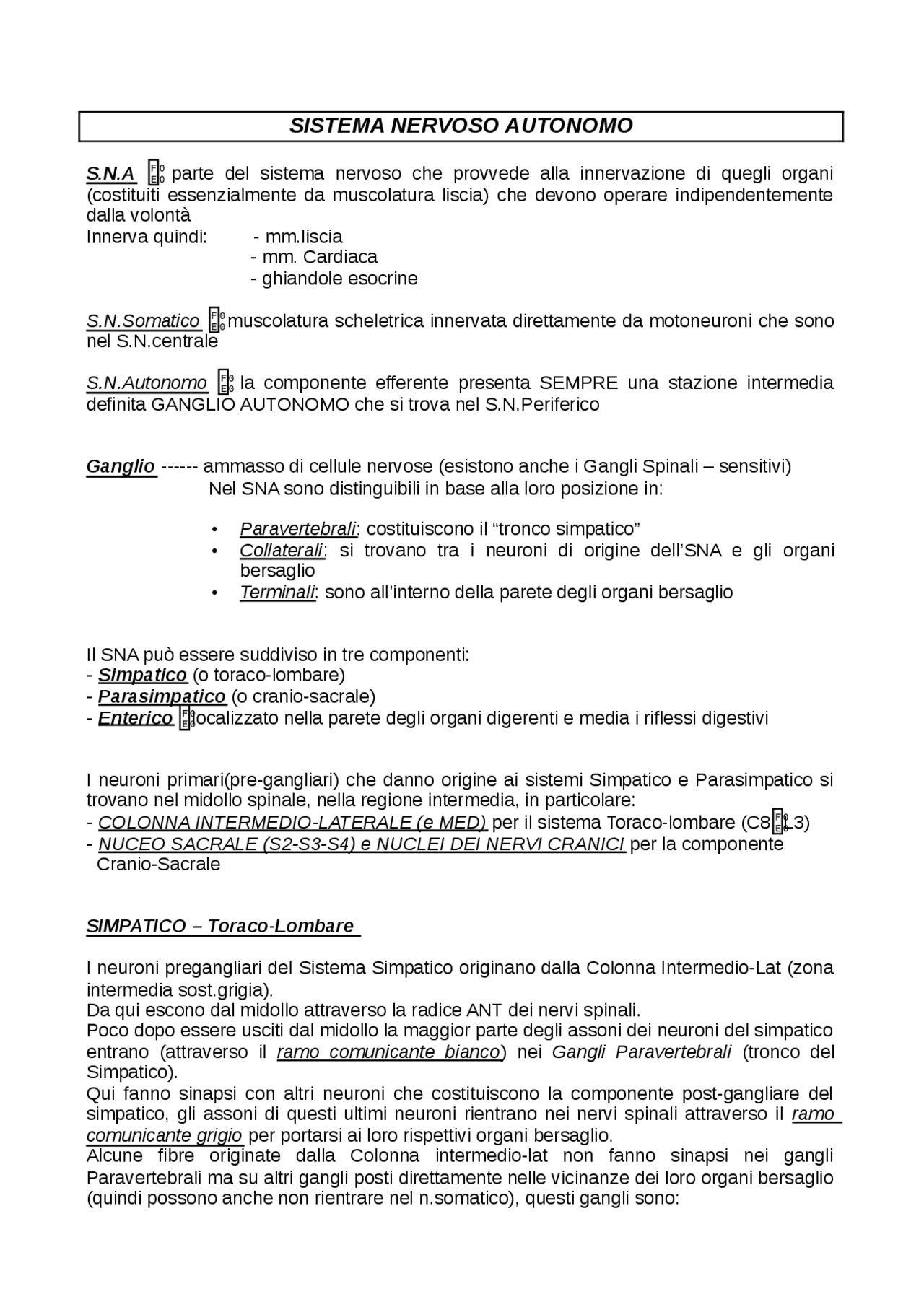 Riassunti Sistema Nervoso Docsity