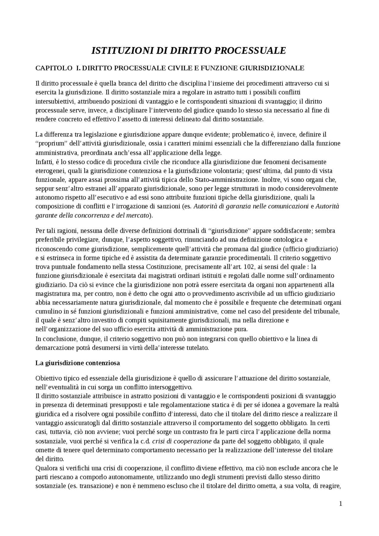 Riassunto Istituzioni Di Diritto Processuale Vol1 Balena 2015 Docsity