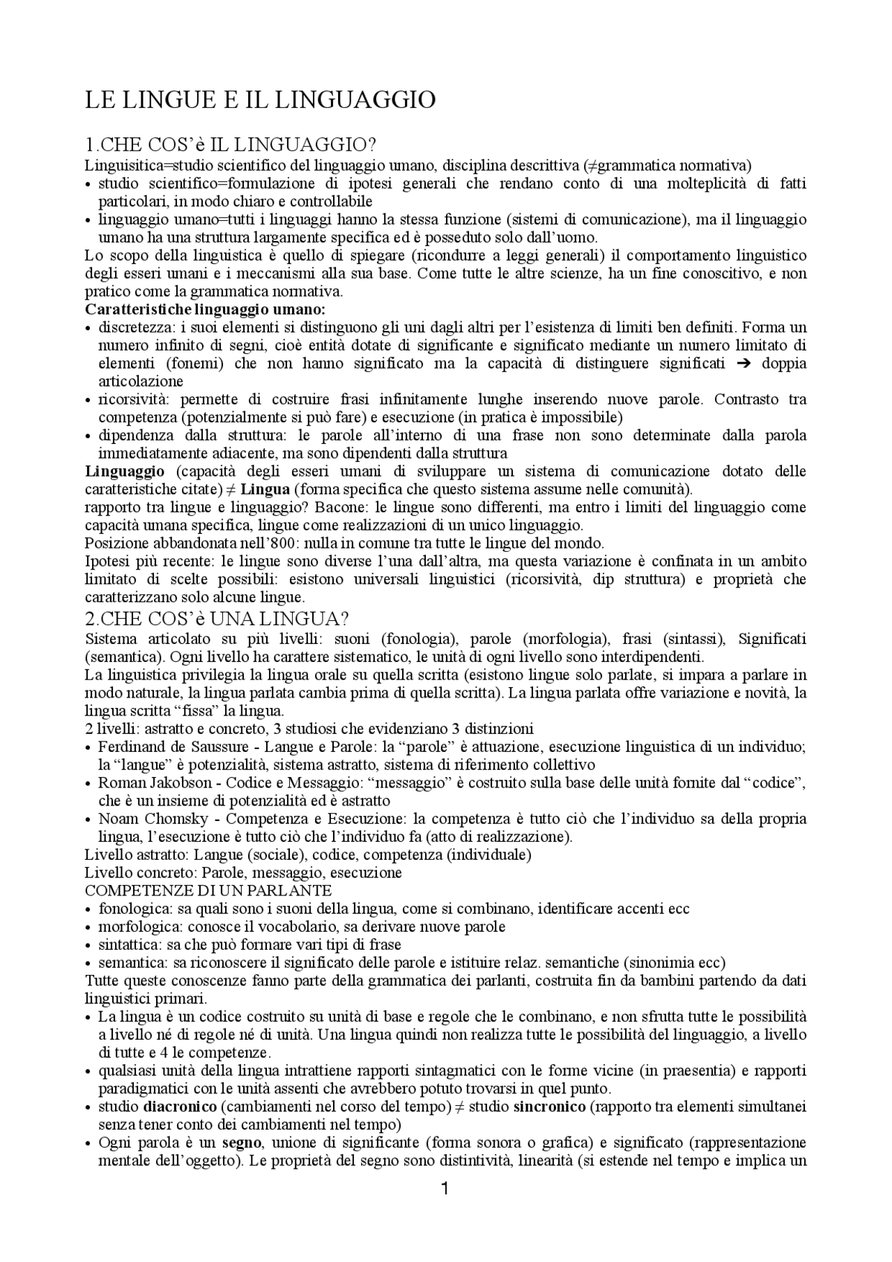 Riassunto Le Lingue E Il Linguaggio Graffi Scalise Docsity