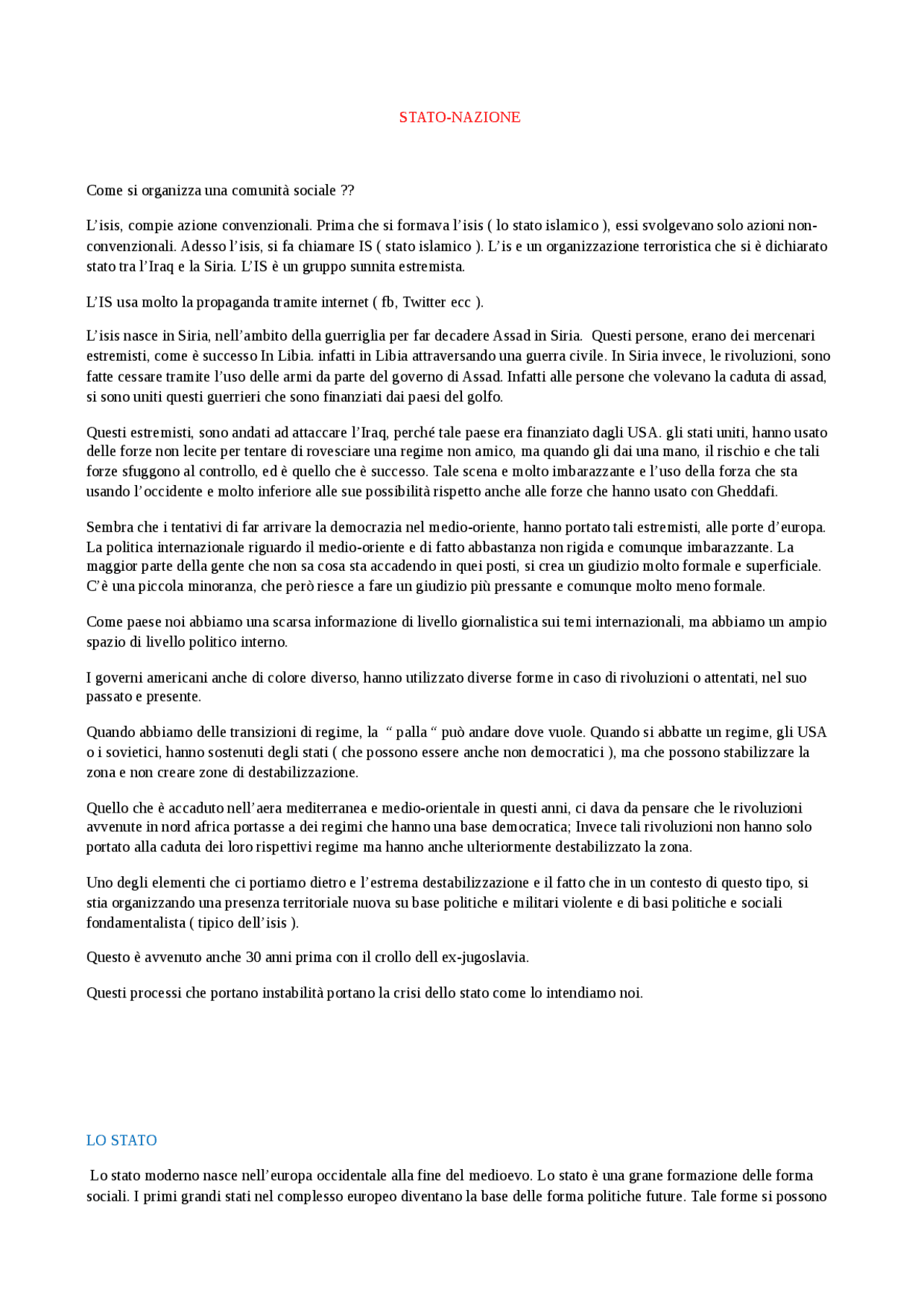 Stato Nazione Docsity