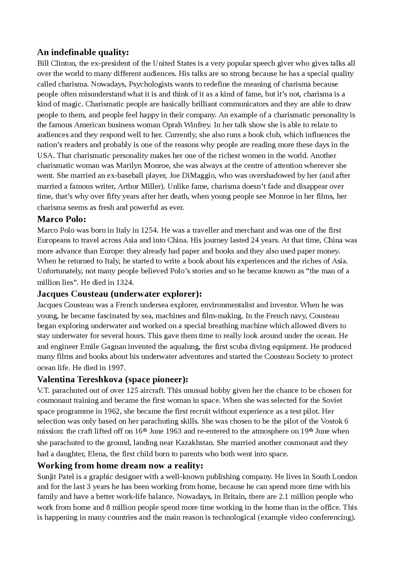 Riassunti Letture Dal Libro Language Leader Docsity