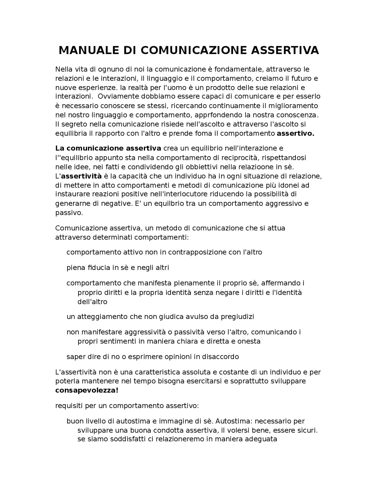 Riassunto Manuale Di Comunicazione Assertiva Docsity
