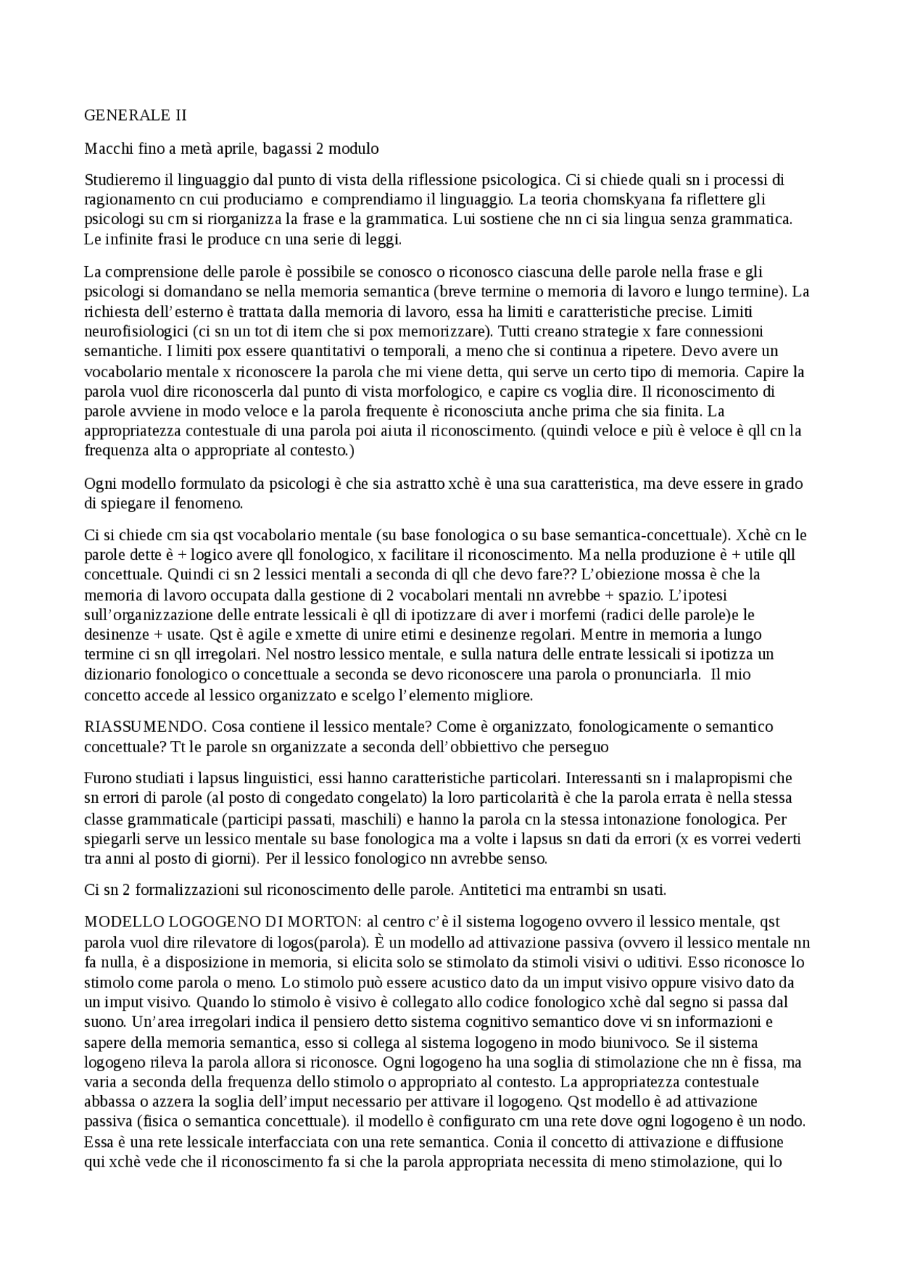 Psicologia Generale 2 Modulo Bagassi Docsity