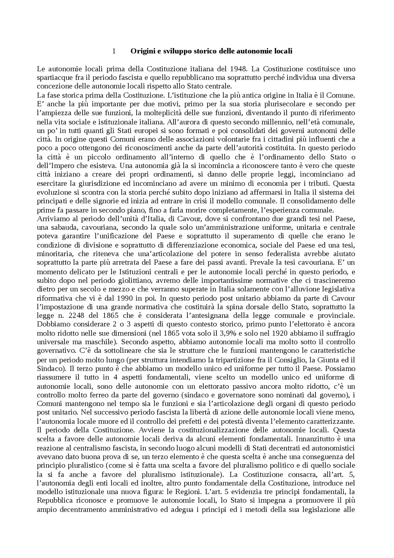 Diritto Delle Autonomie Locali Docsity