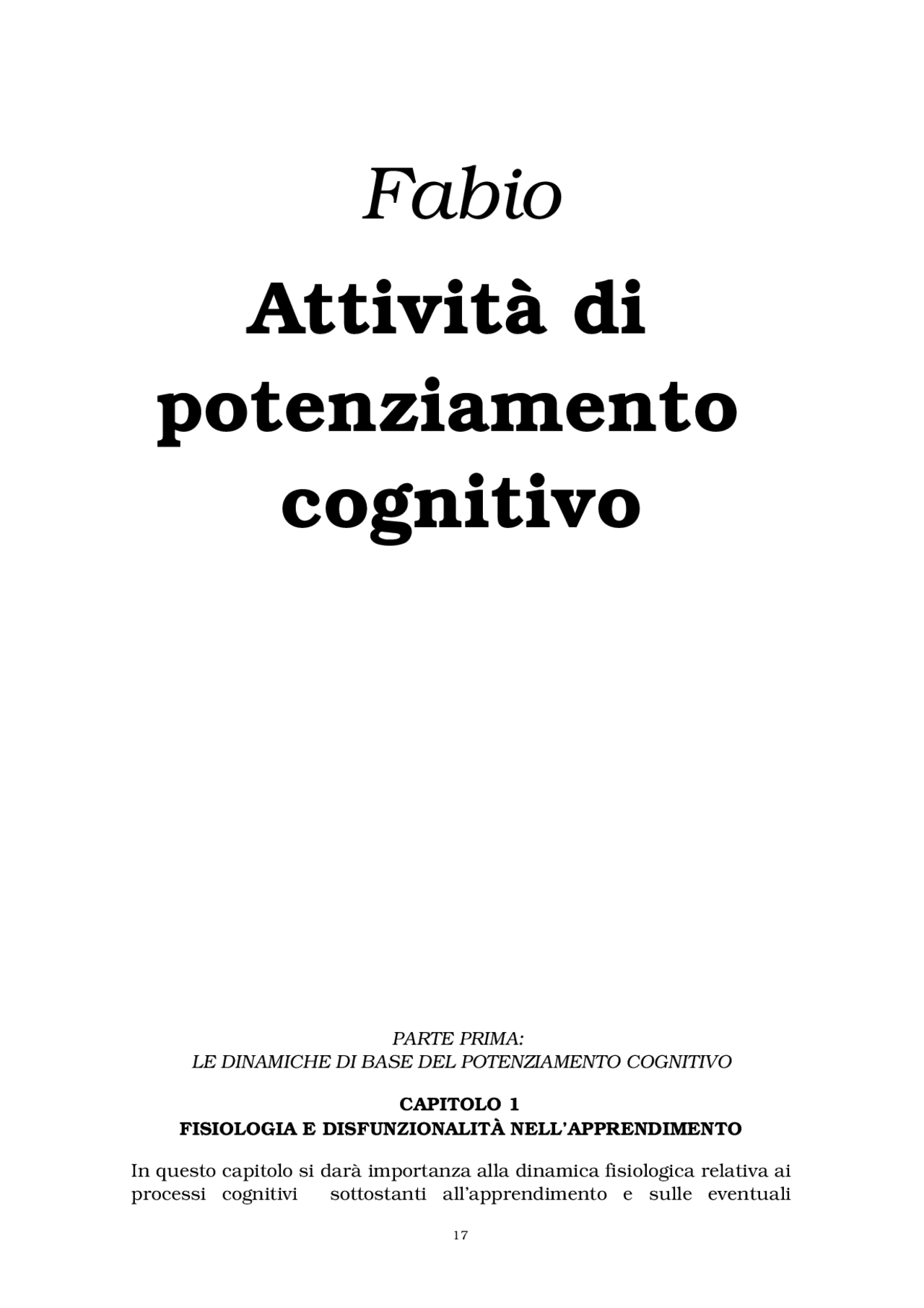 Fabio Attività Di Potenziamento Cognitivo Docsity