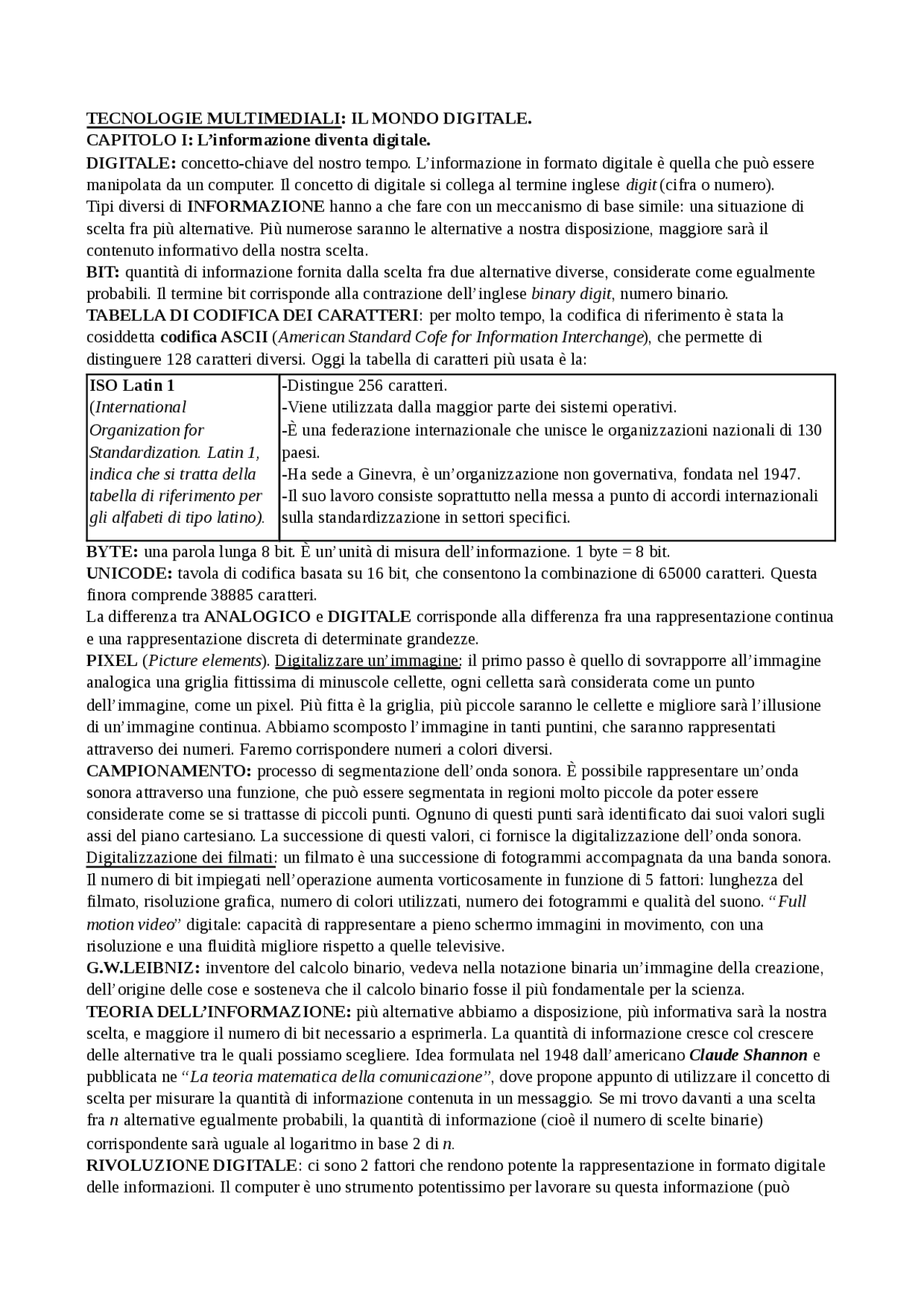 Tecnologie Multimediali Docsity