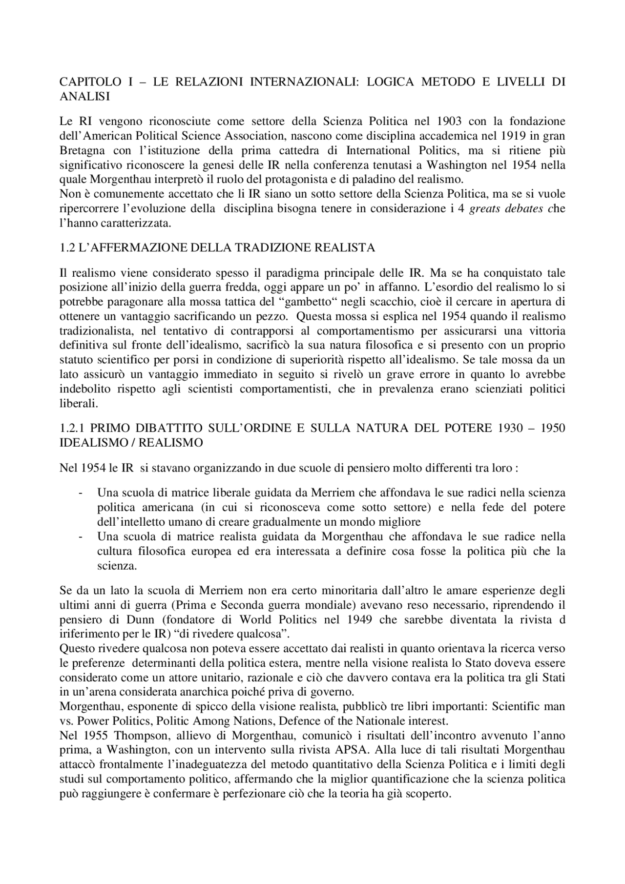 Riassunto Relazioni Internazionali Diodato Docsity