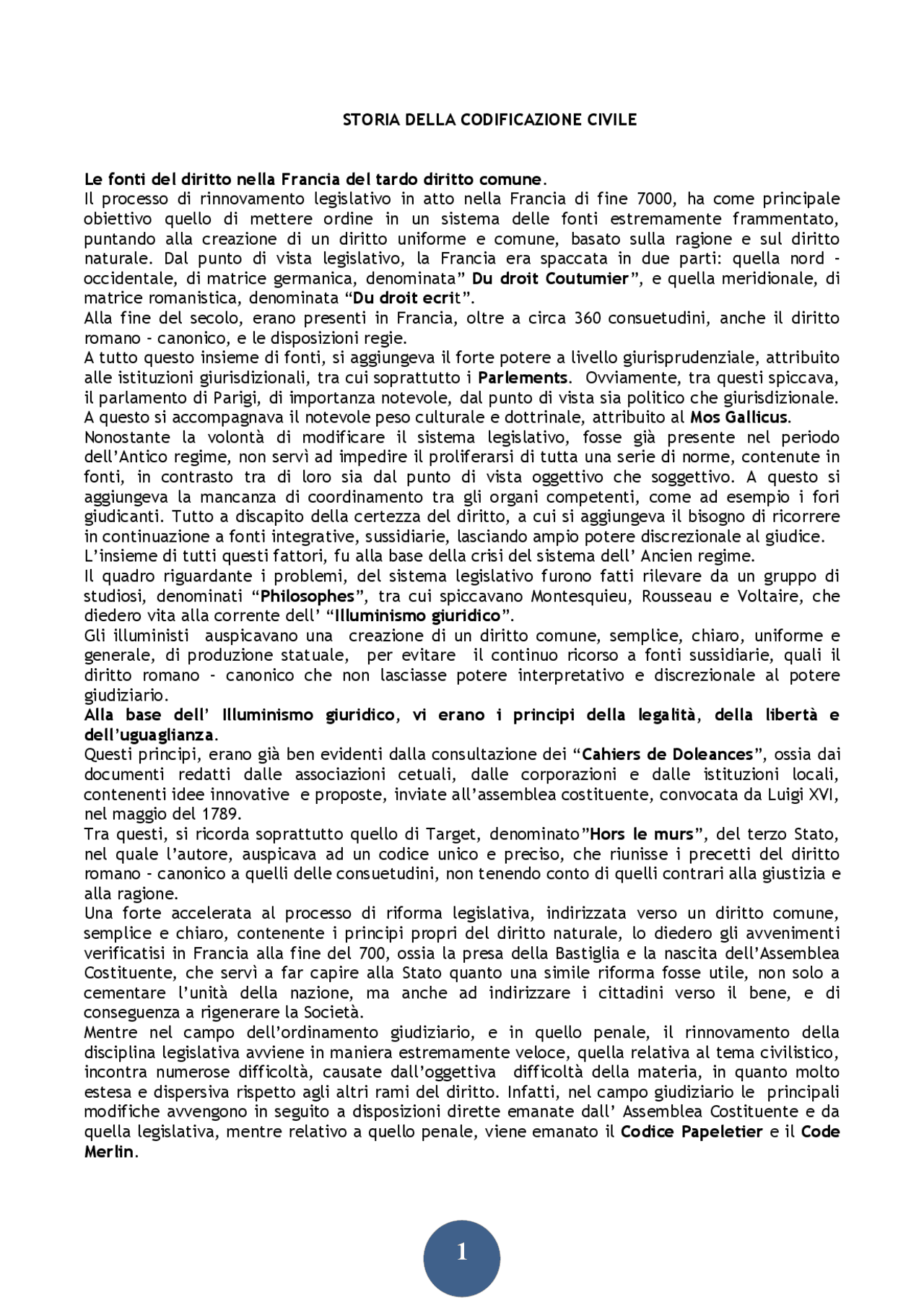 Storia Della Codificazione Civile Docsity