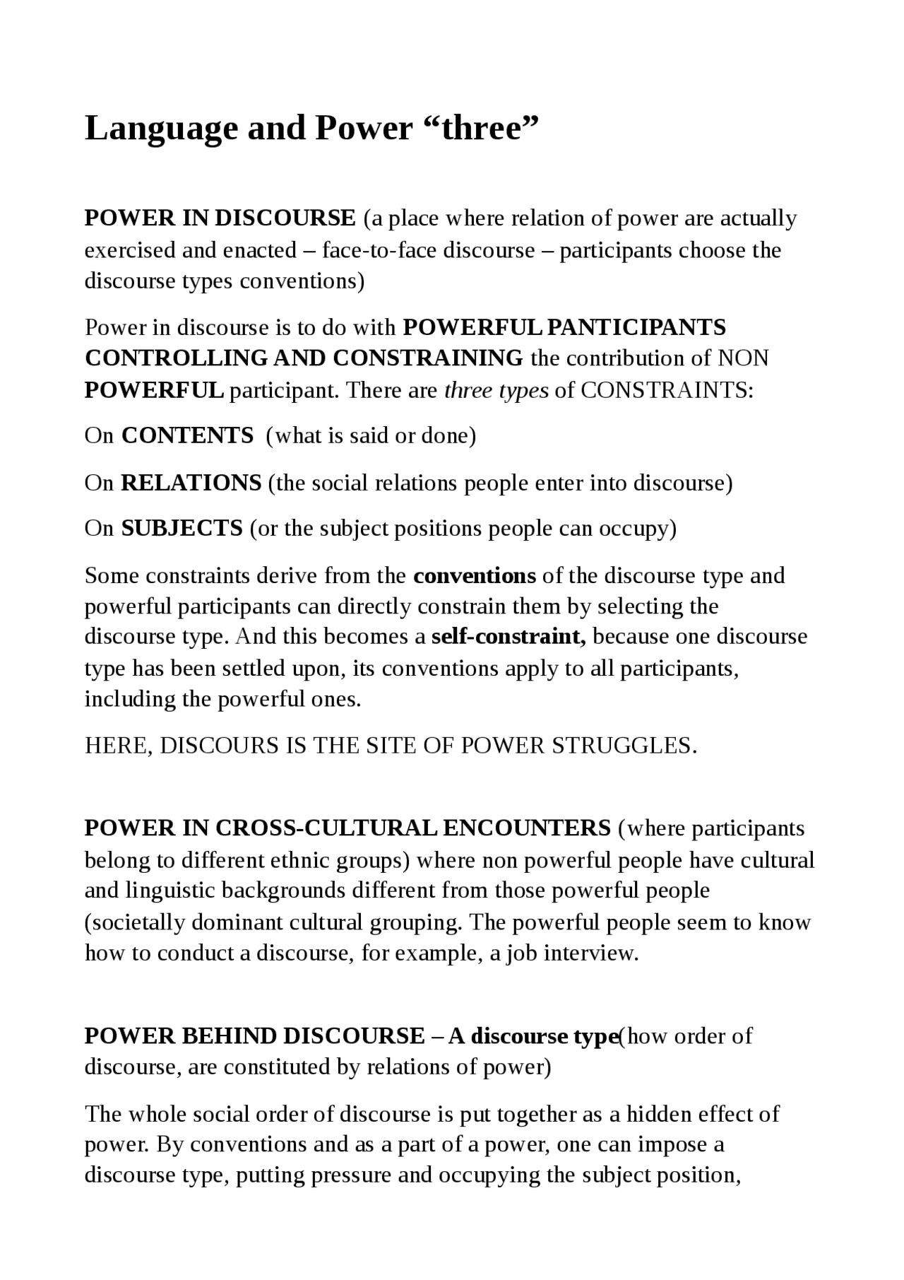 Riassunto Language And Power Fairclough 2nd And 3rd Chapter Docsity