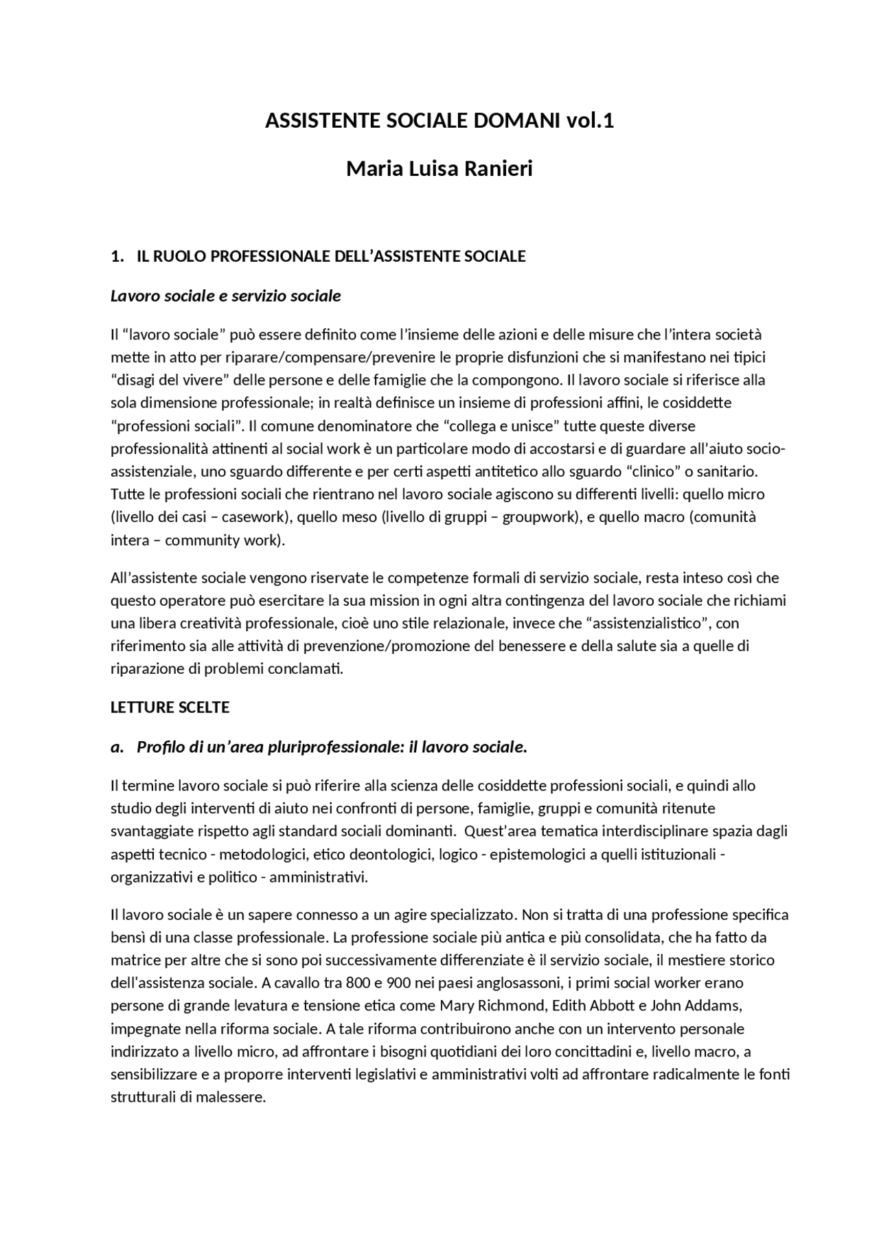 Assistente Sociale Domani Vol Docsity