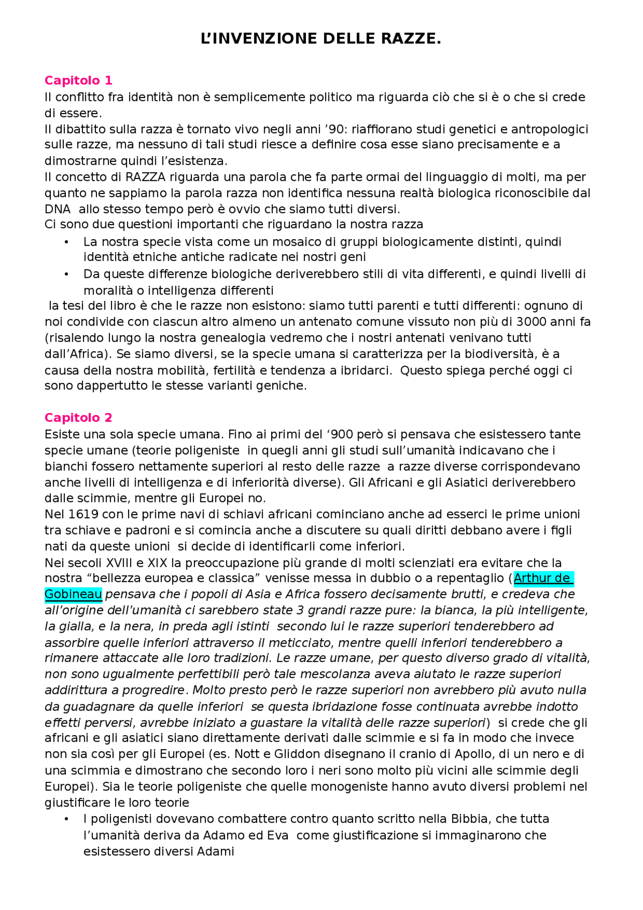 Riassunti Linvenzione Delle Razze Di Barbujani Docsity