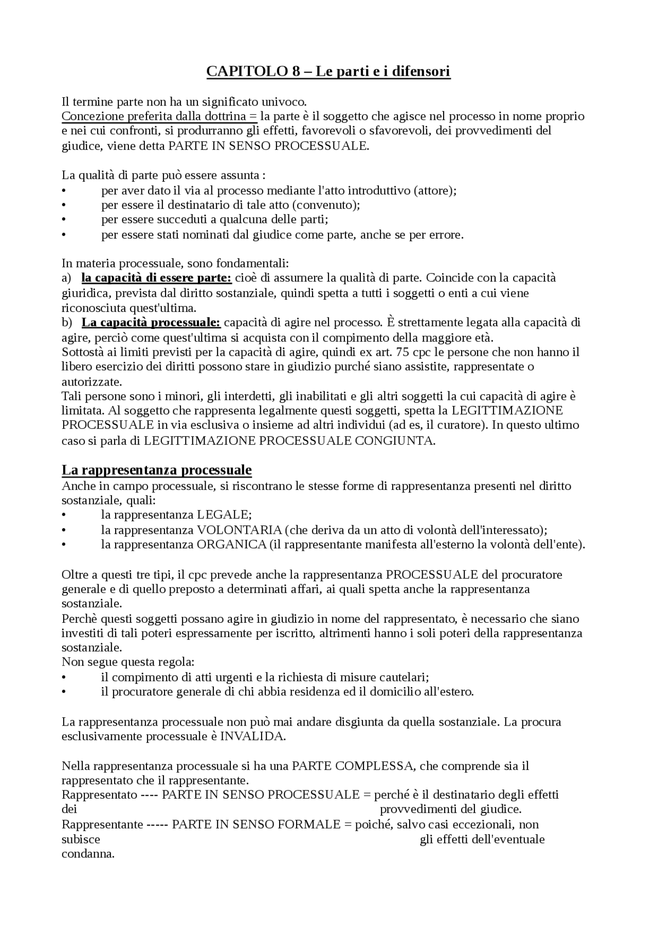 Capitolo 8 Volume I Balena Ed 2014 Procedura Civile Docsity