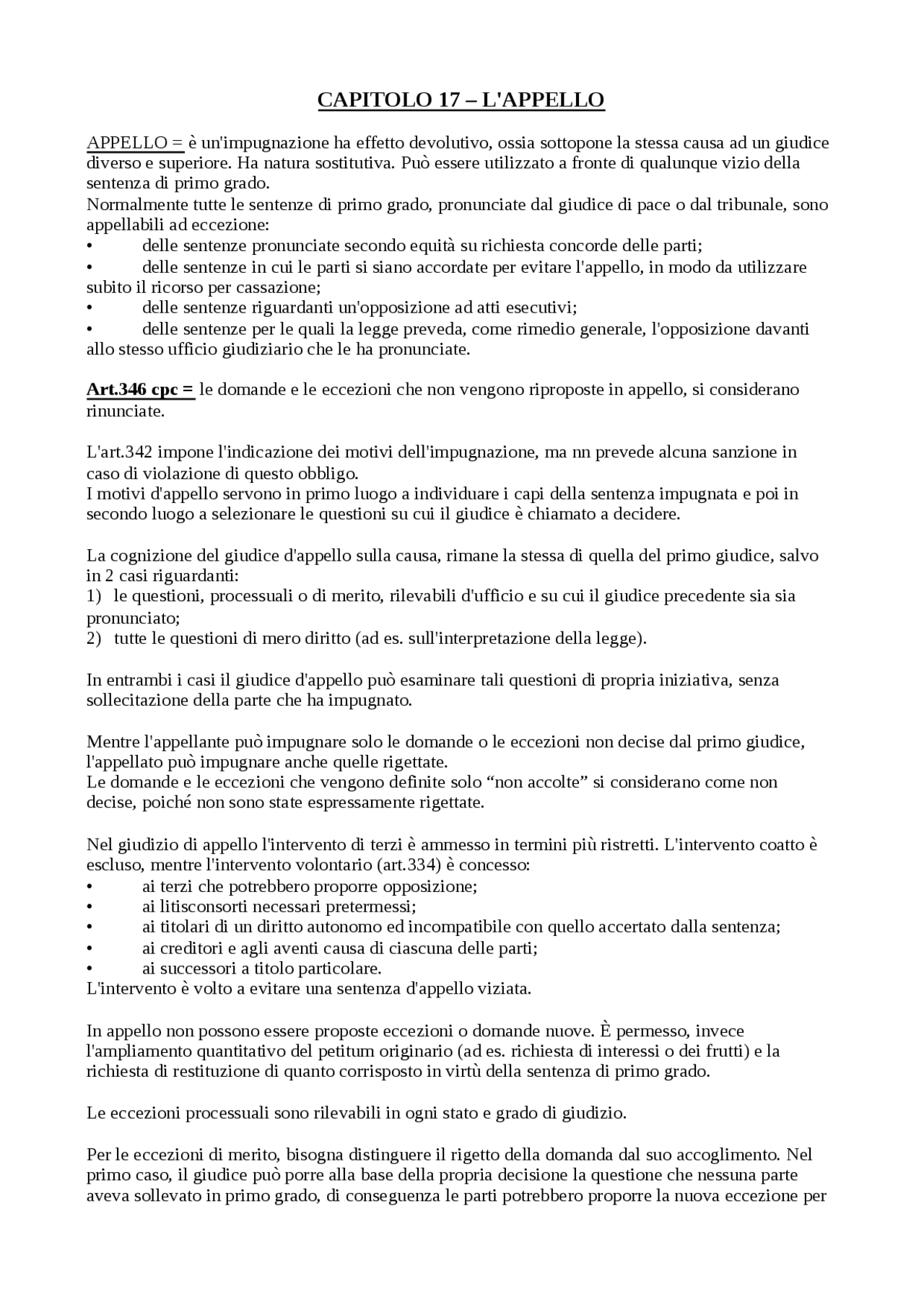 Capitolo 17 Volume Ii Balena Ed 2014 Procedura Civile Docsity