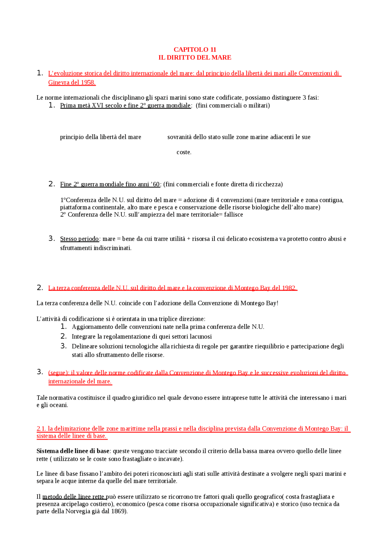 Diritto del mare - Diritto Internazionale - Docsity