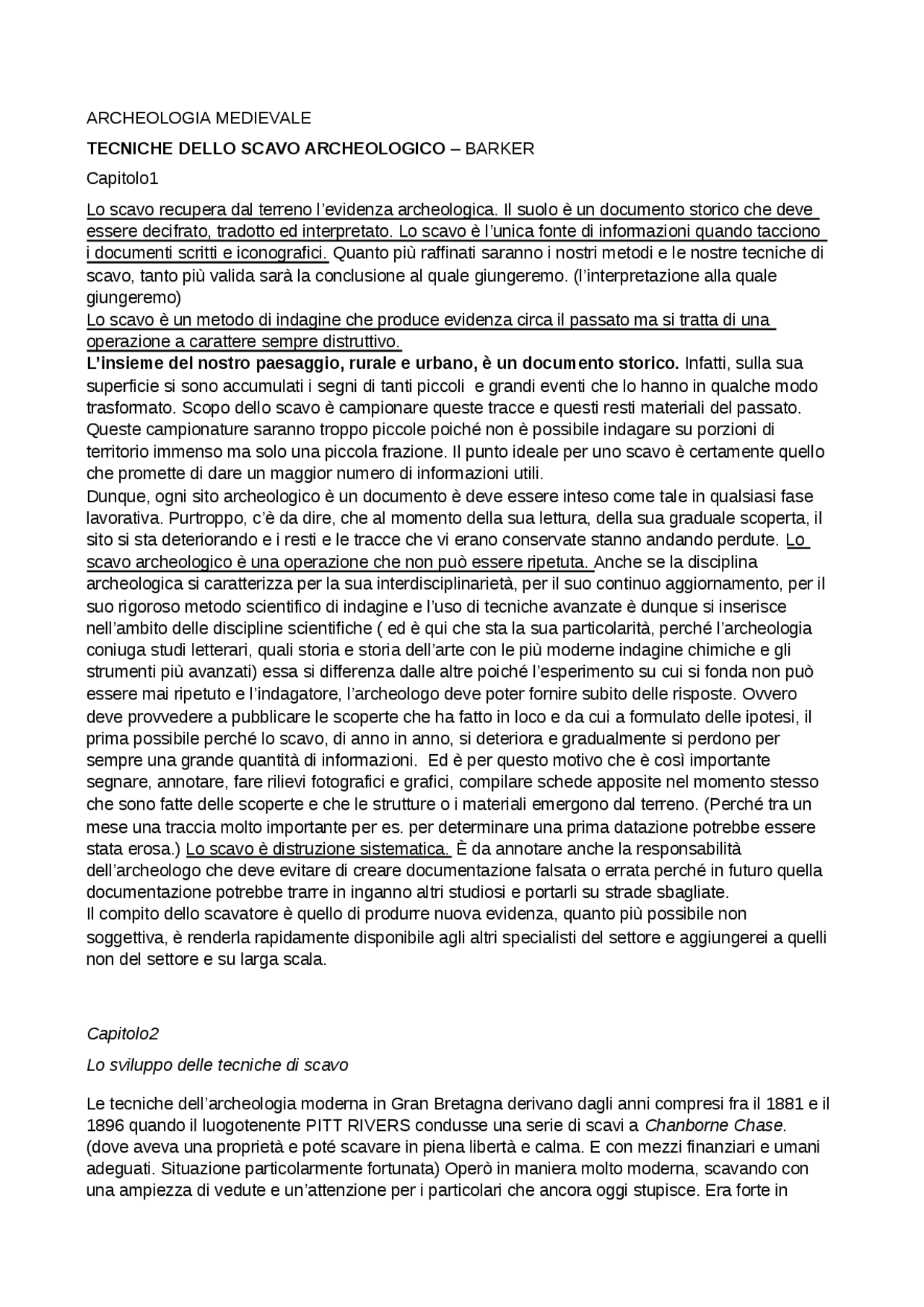 Riassunto manuale " TECNICHE DELLO SCAVO ARCHEOLOGICO" Philip BARKER ...