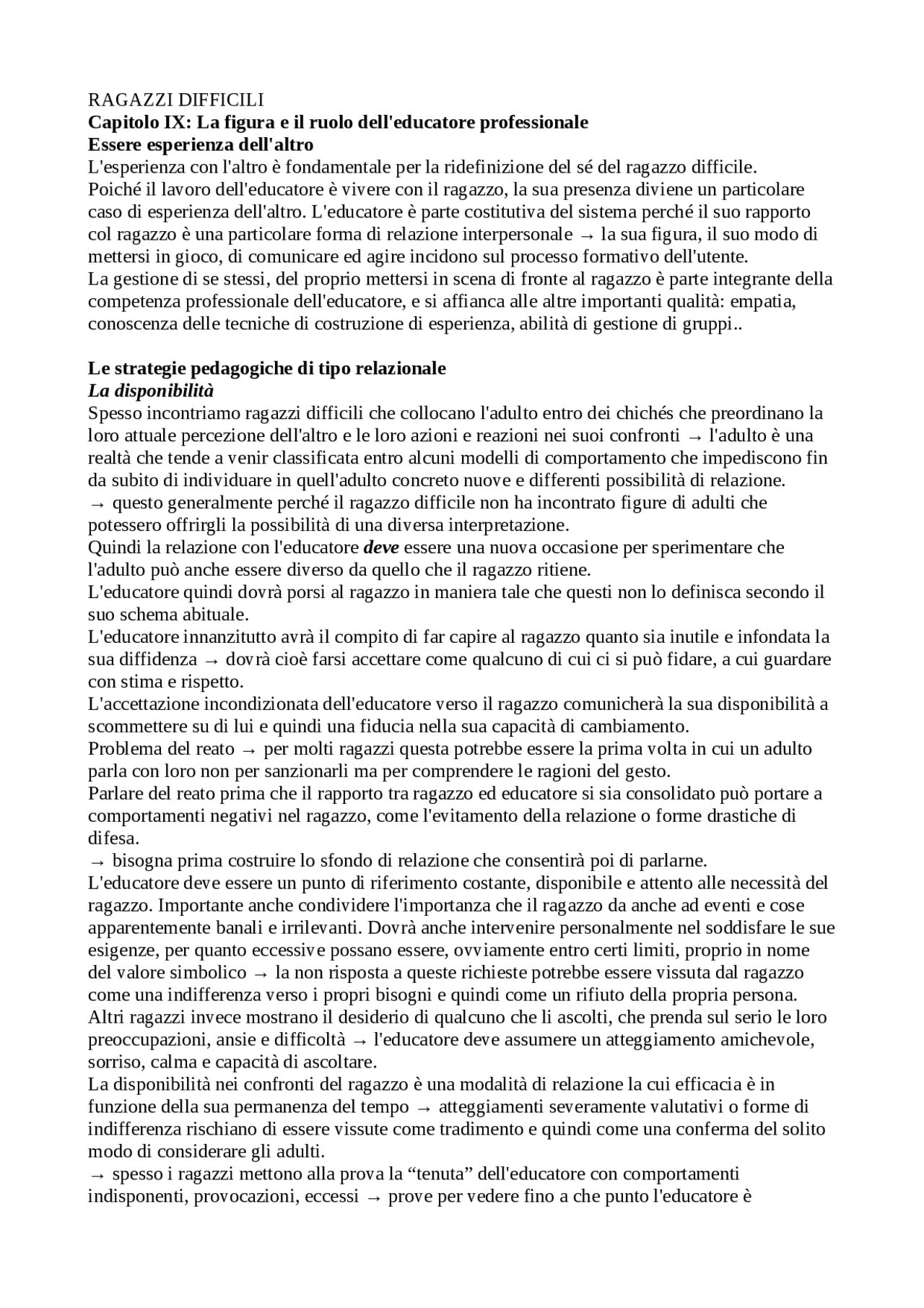 Riassunto Capitolo Ix Ragazzi Difficili Docsity
