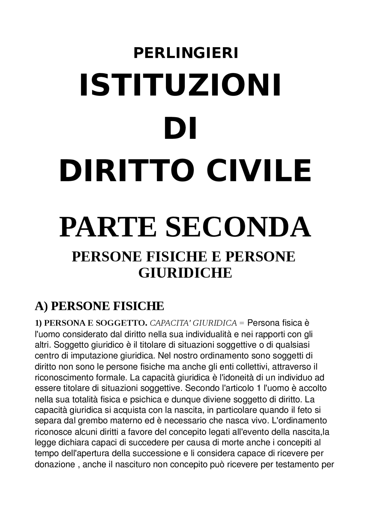 Perlingieri Ultima Edizione Prima Seconda Docsity