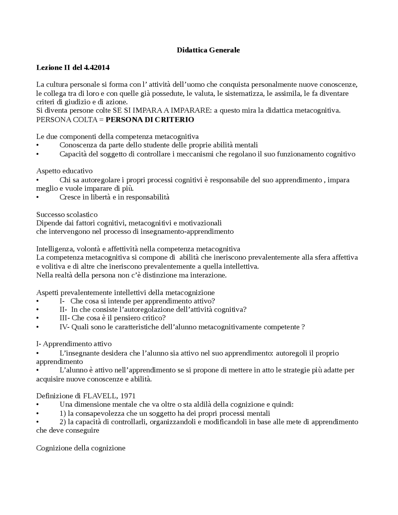 Metacognizione Docsity