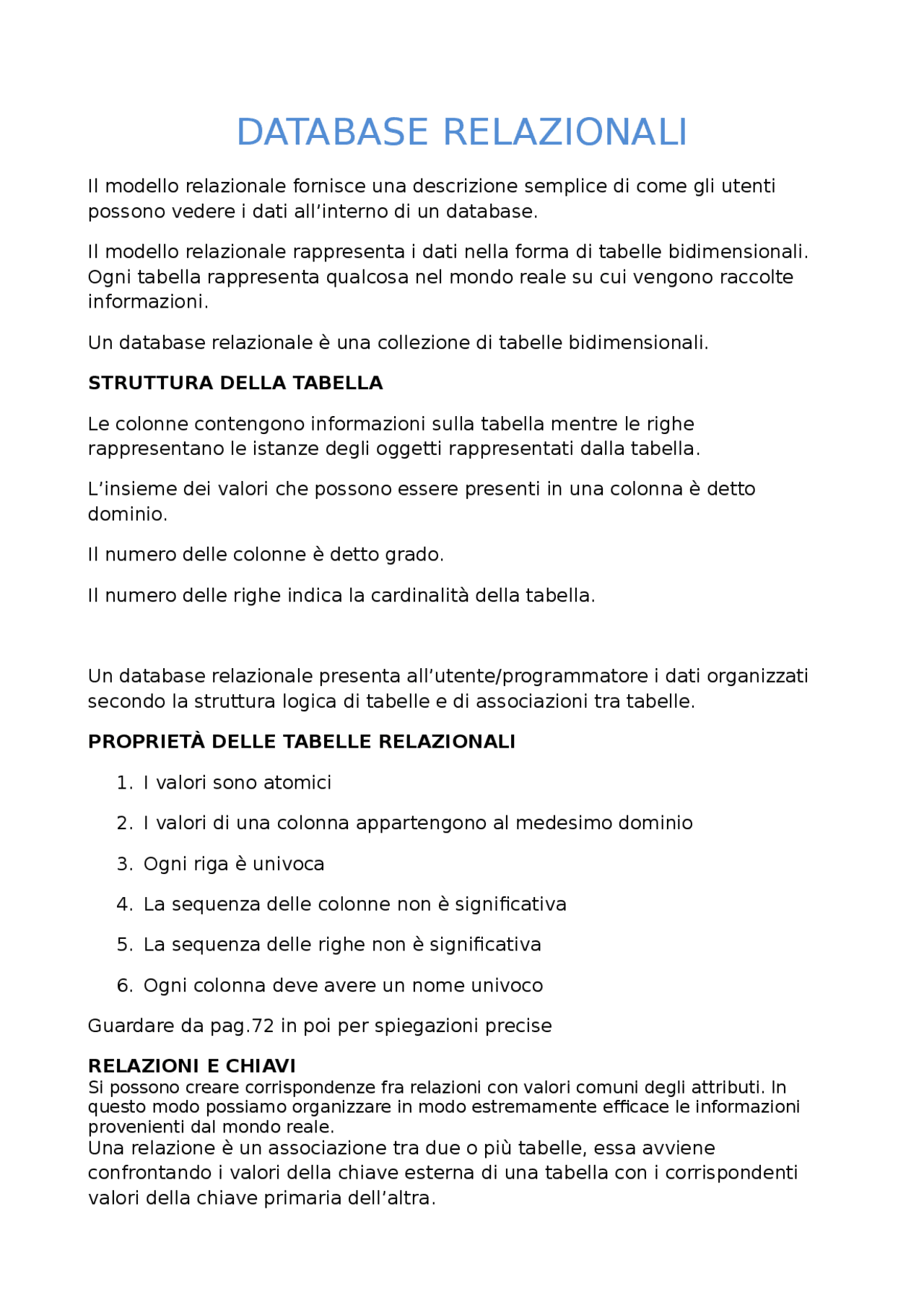 Database Relazionali Docsity