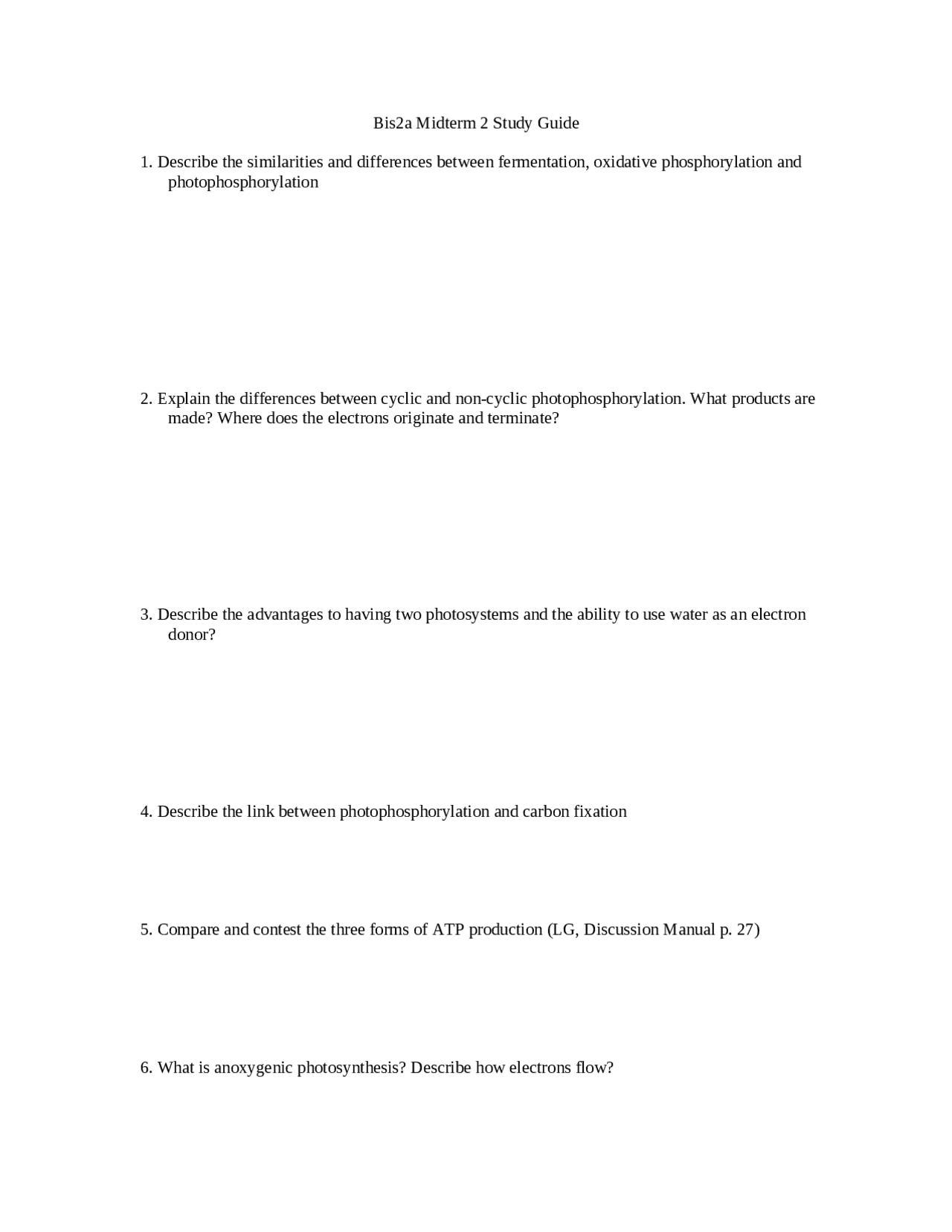 Midterm 2 Study Guide - Introduction to Biology | BIS 002A | Study ...
